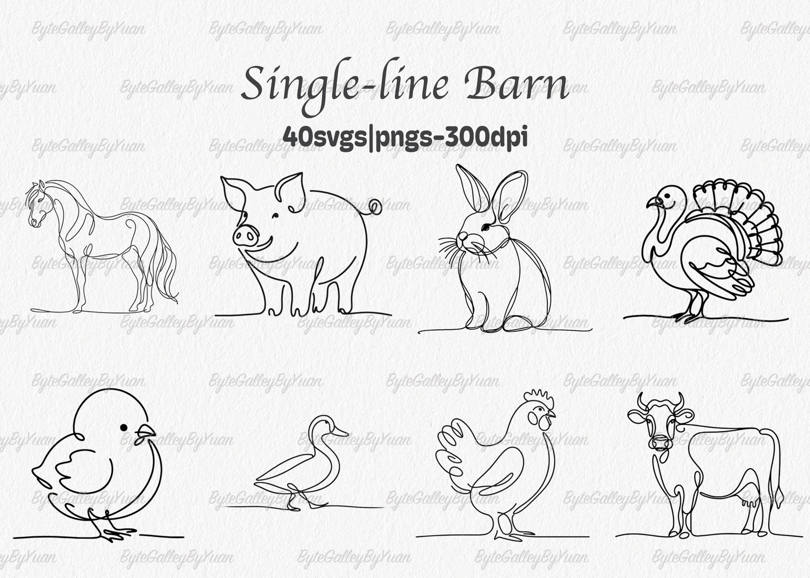 Farm Animals Line Art Vector Svg, Barn Animals Outline, Farm Animals ...