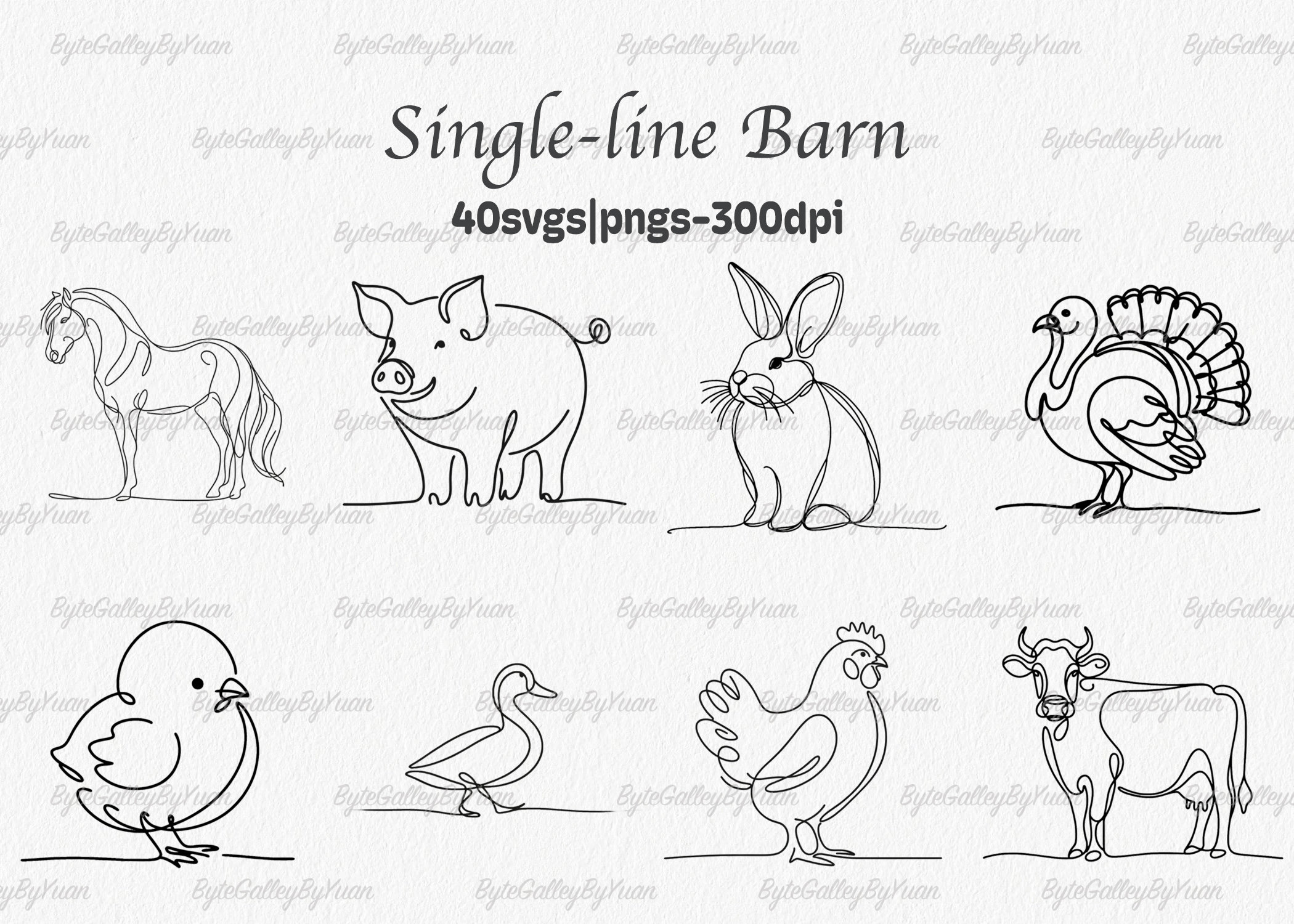 Farm Animals Line Art Vector Svg, Barn Animals Outline, Farm Animals ...