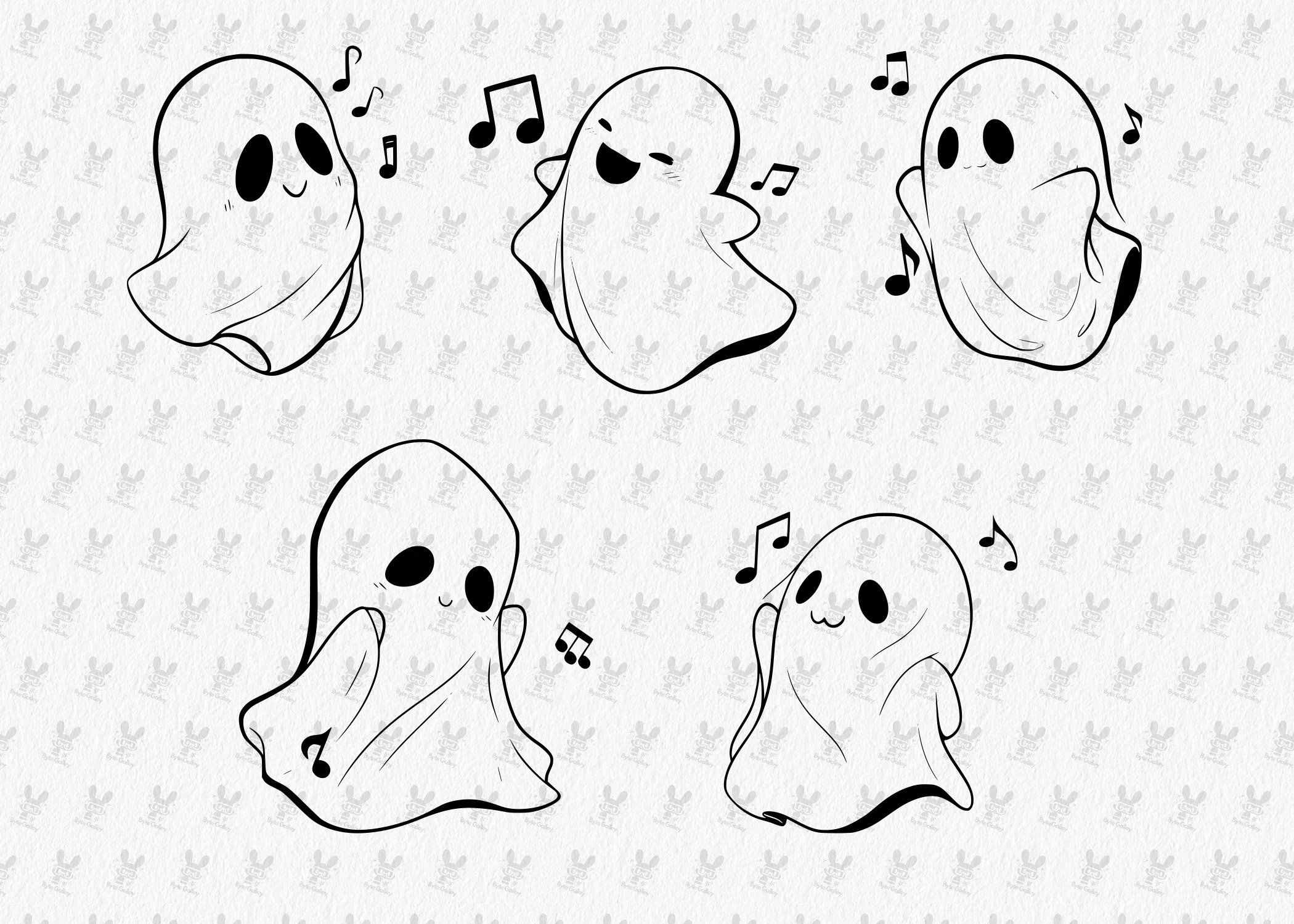 Cute Ghosts SVG Bundle, Ghost Silhouette, Halloween SVG, PNG, Vector ...