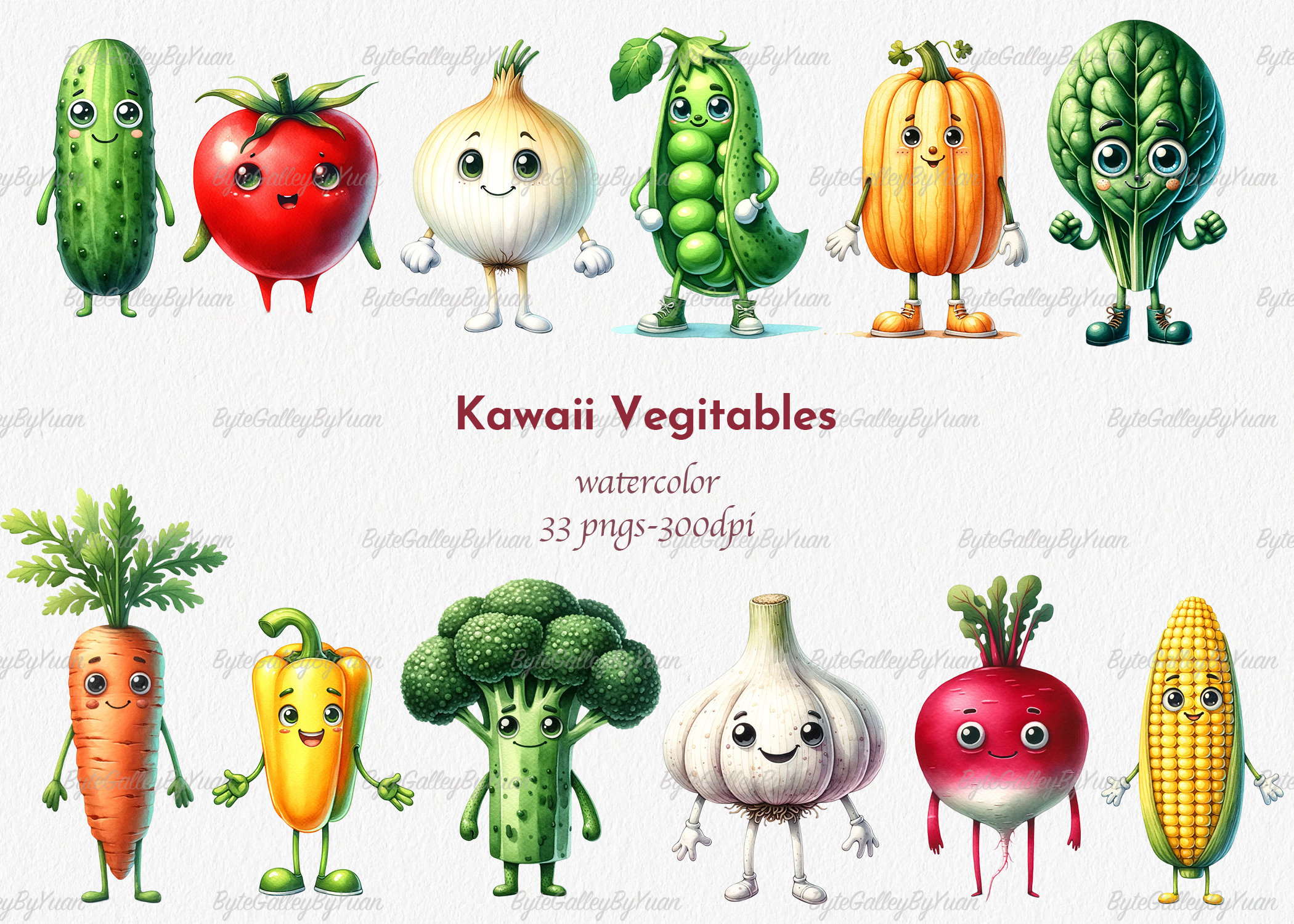 Cute Veggies Clipart, Vegetables PNG, Watercolor Veggie, Kids PNG ...