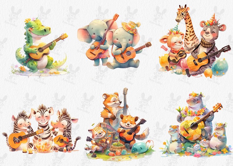Baby Animals Playing Guitar Clipart Guitar Clipart Music - Etsy
