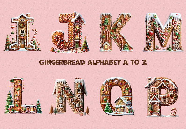 Gingerbread Alphabet, Letters Png, Alphabet Png, Christmas Sticker ...