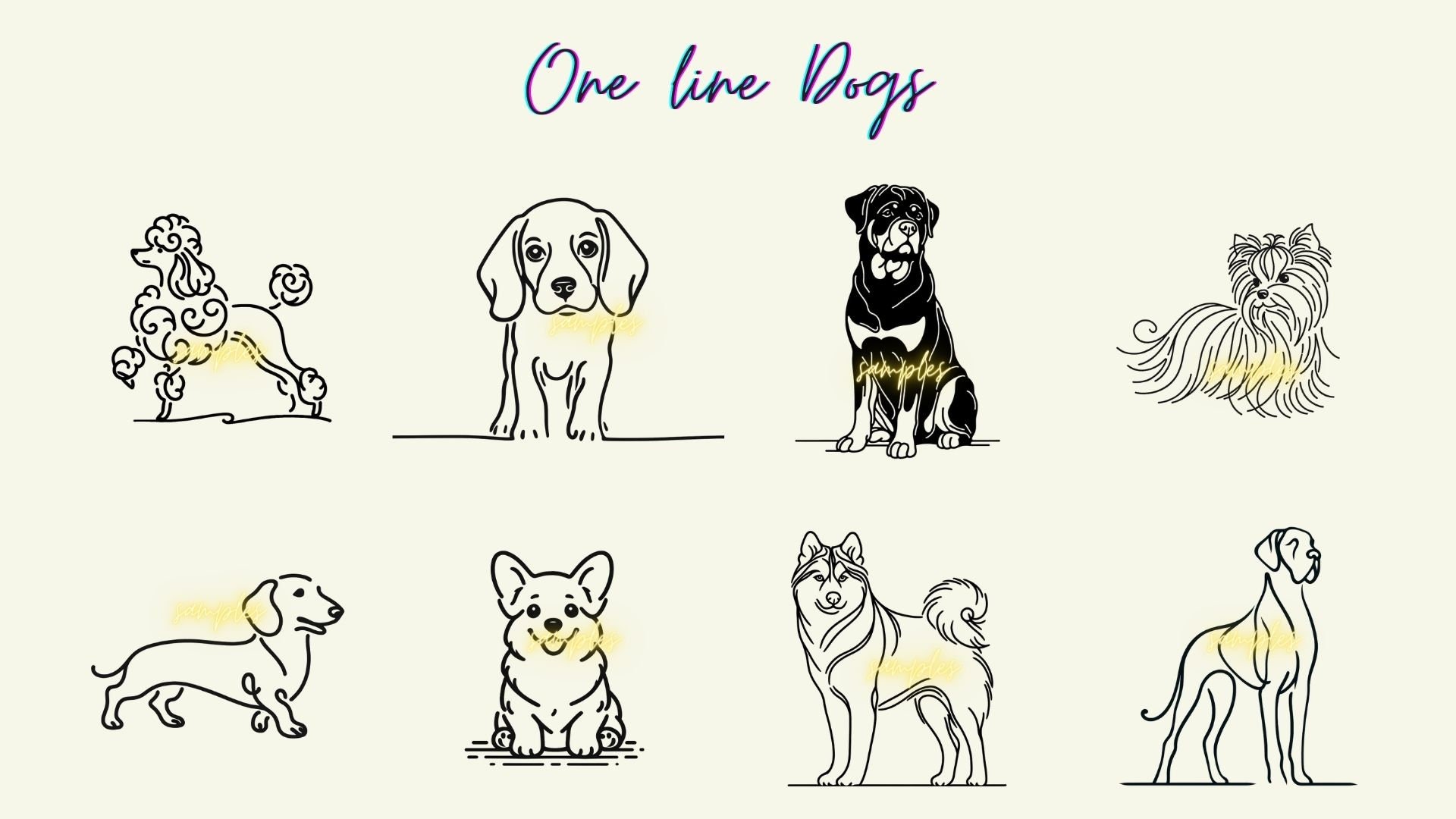 Dogs Line Art Vector Svg, Dog Outline, Dog Svg, Puppies Svg, Dogs ...