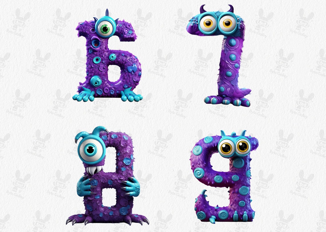 Monster Numbers Clipart: PNG Vector Graphics, Nursery Decor (digital ...