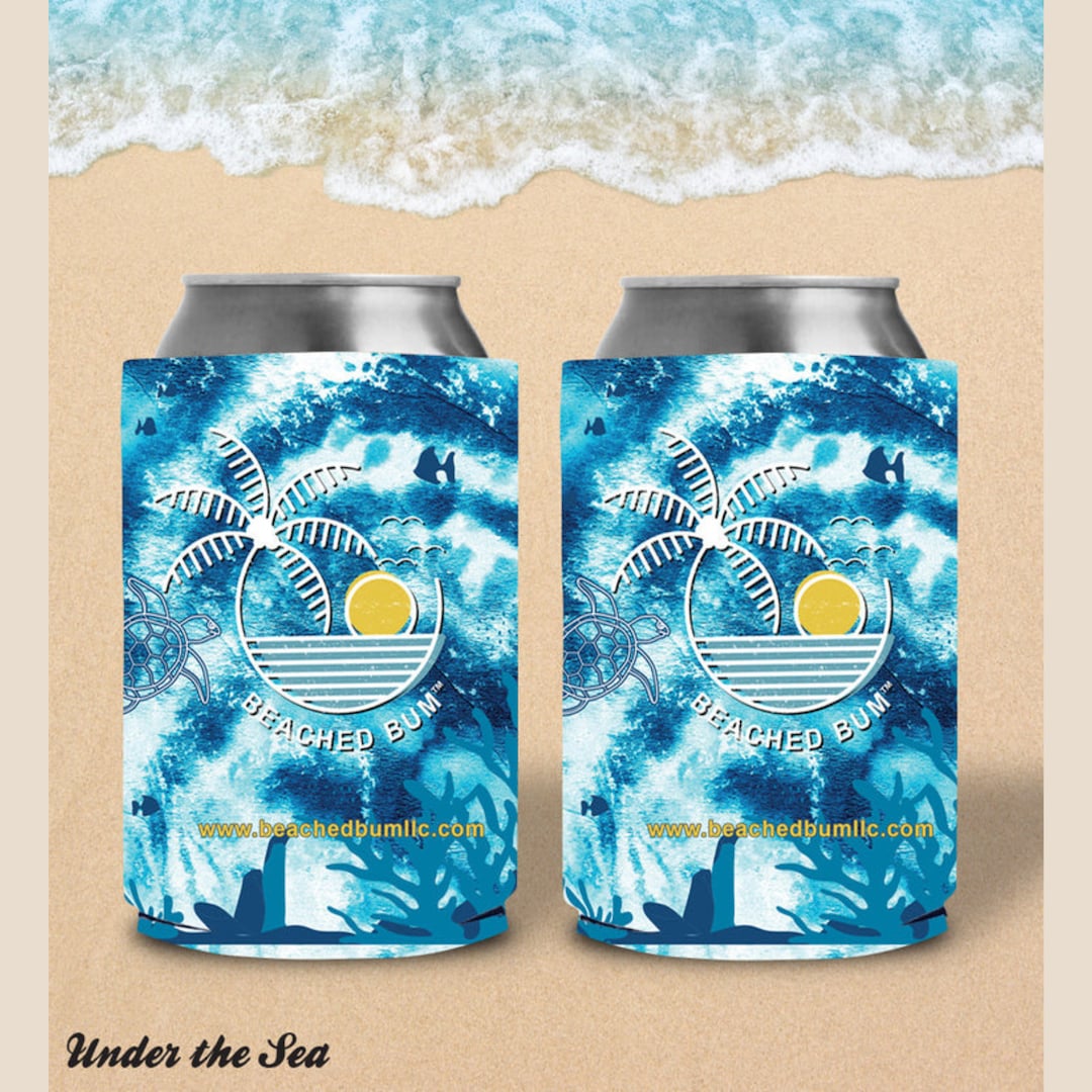 Under Sea Can Cooler | Turtle Art Can Cooler | Retro Cool Can ...