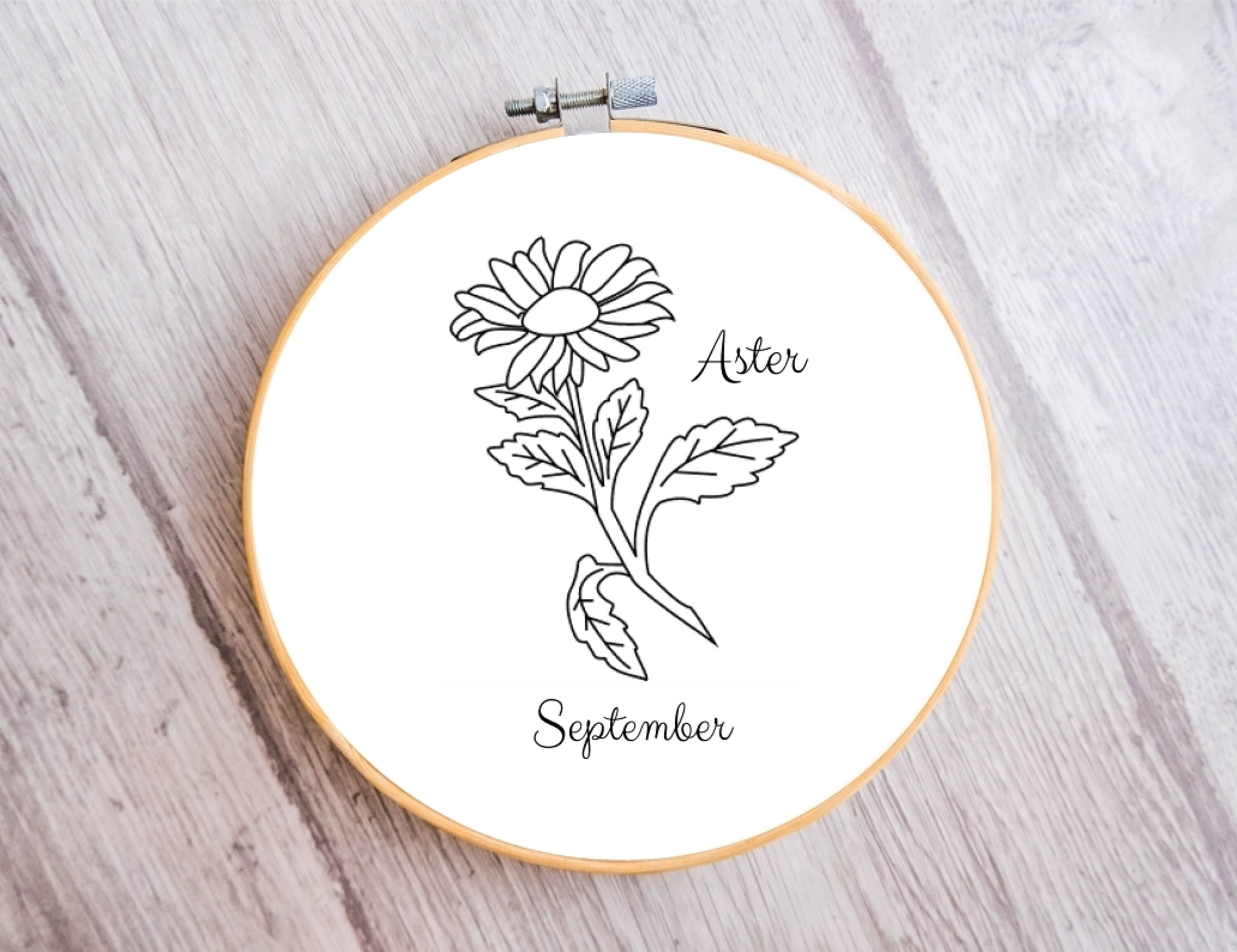 Month Birth Flower September Embroidery PDF Pattern Hand Stitched Art ...