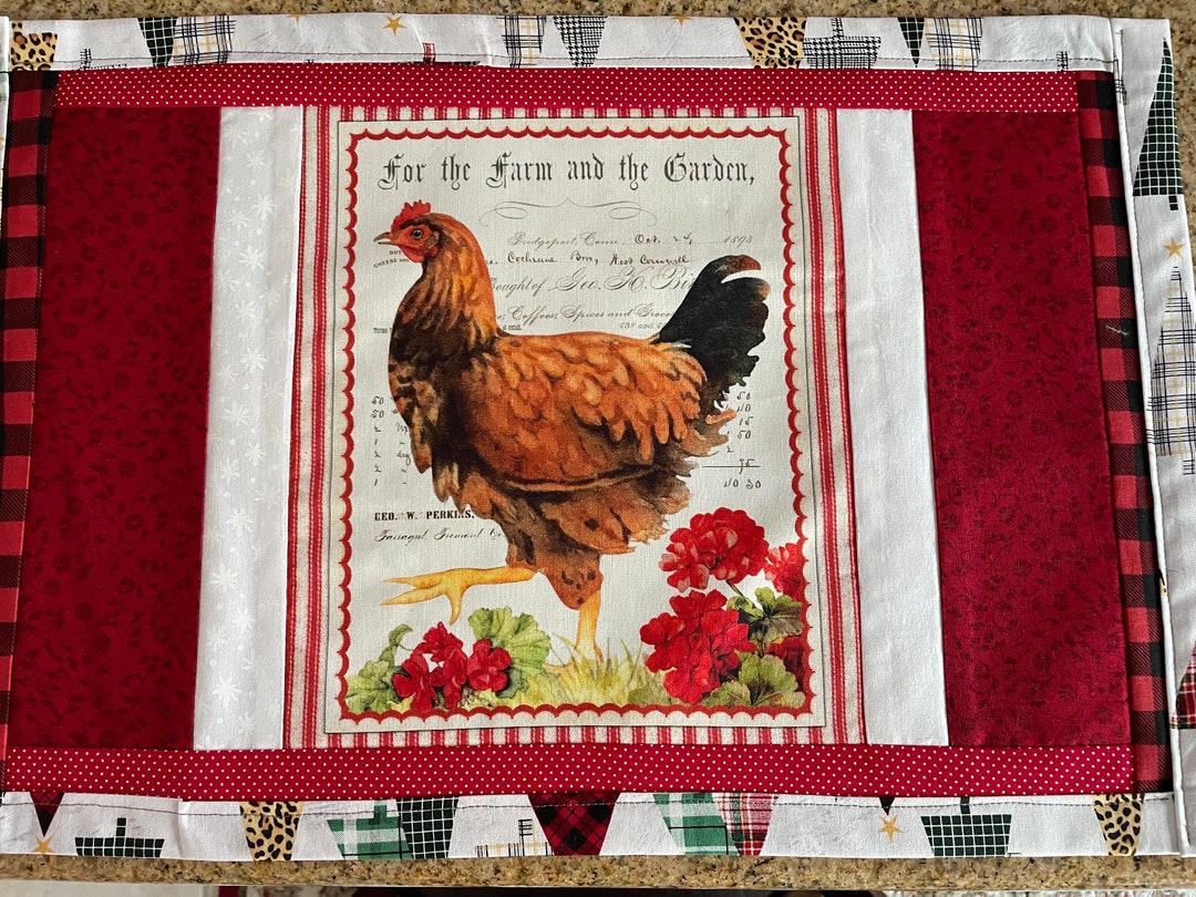 Rooster Place Mats (2) or Table Runner. Reversible! Christmas! - Etsy