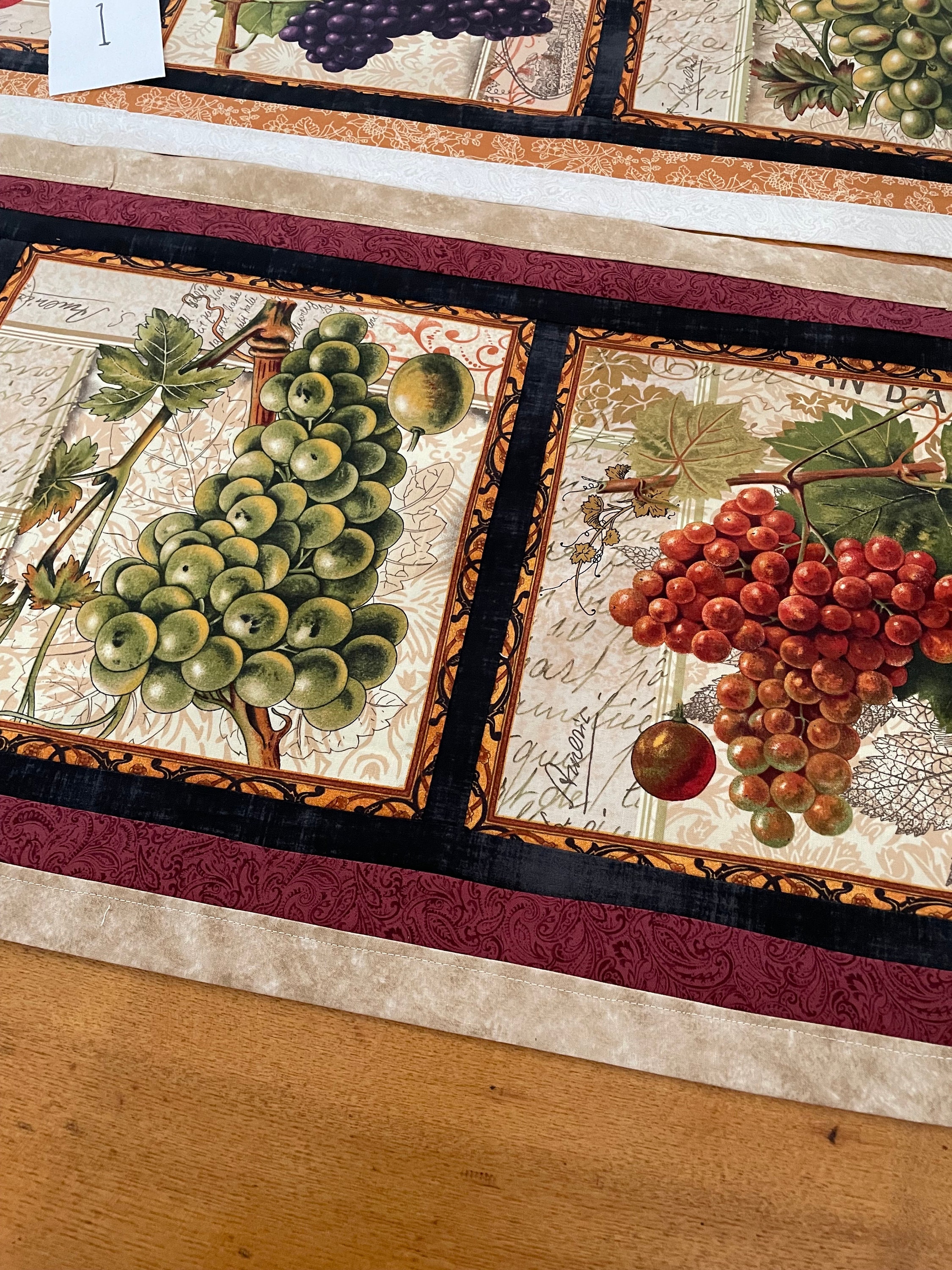 Wine Table Decor With Grapes! Gorgeous Fabrics Combined and Lined ...