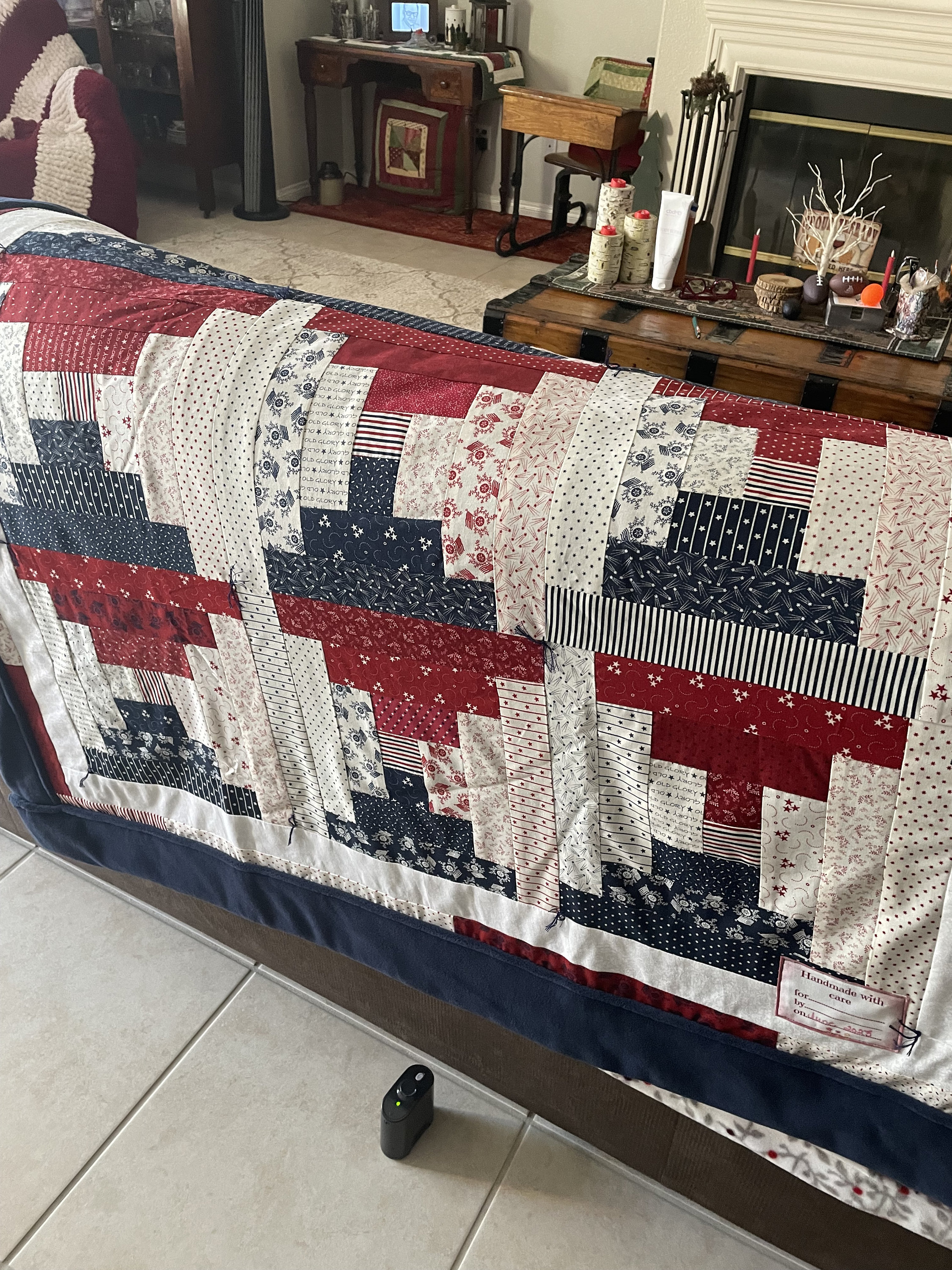 Americana Patriotic Quilt, Backed in High End LUX, Hand Tied ...
