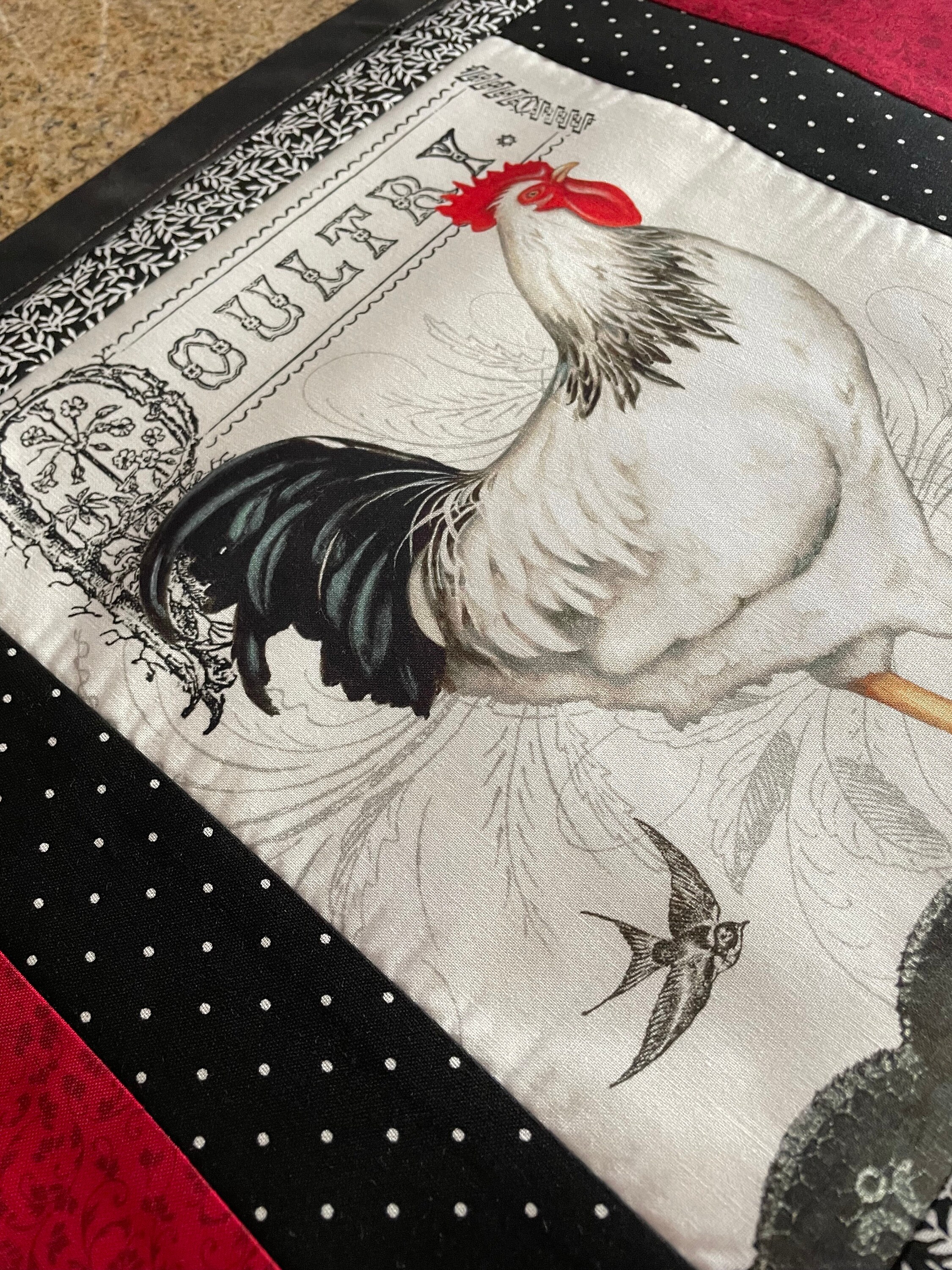 Rooster Place Mats (2) or Table Runner. Reversible! Several Variations ...