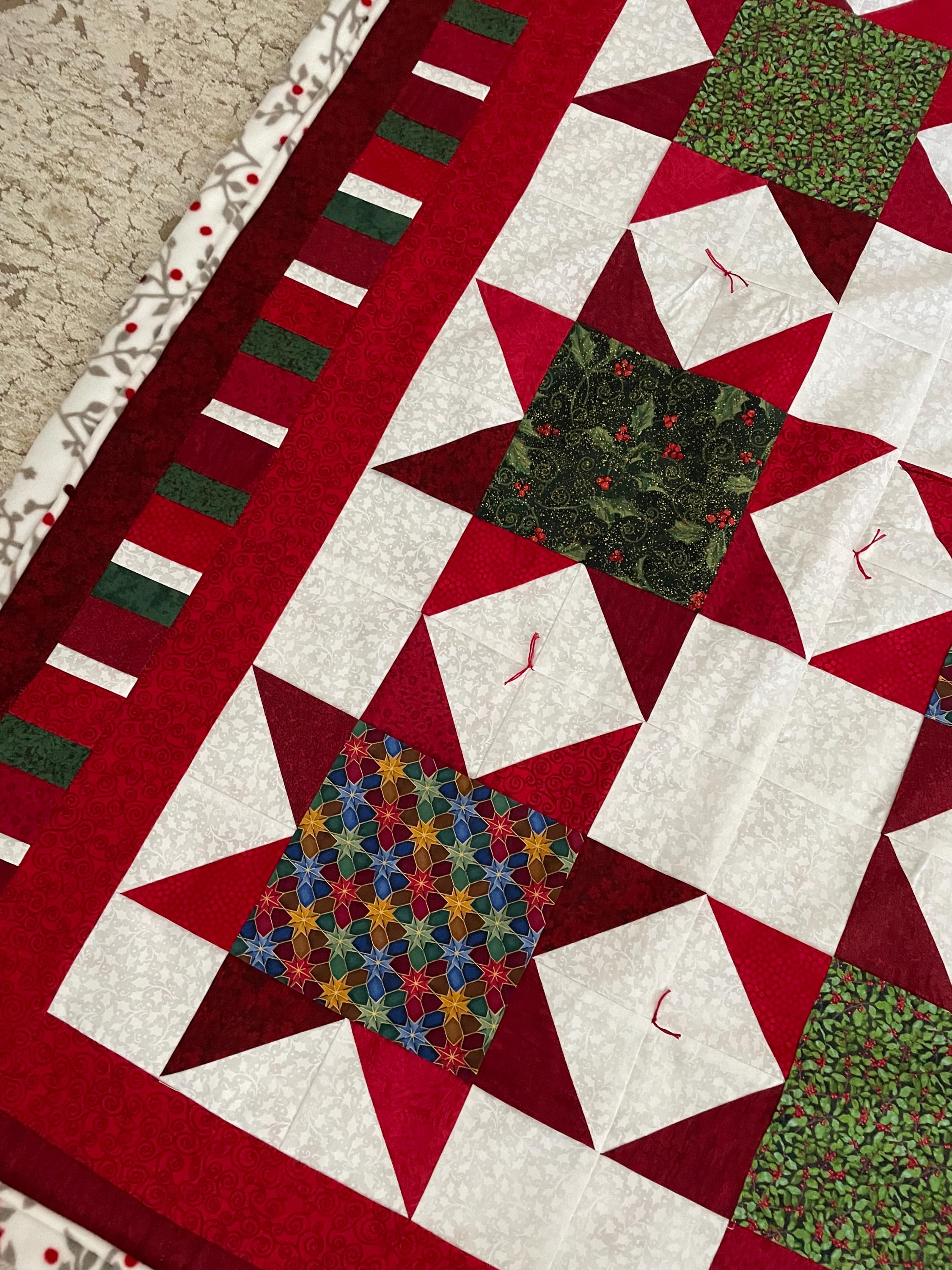 Christmas Star Quilt Backed in Winter White High End Fleece With ...