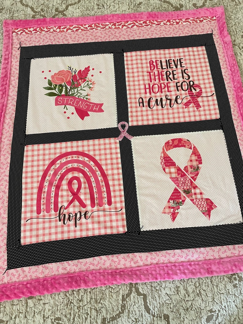 Breast Cancer Lap Quilt Backed in Minky - Etsy