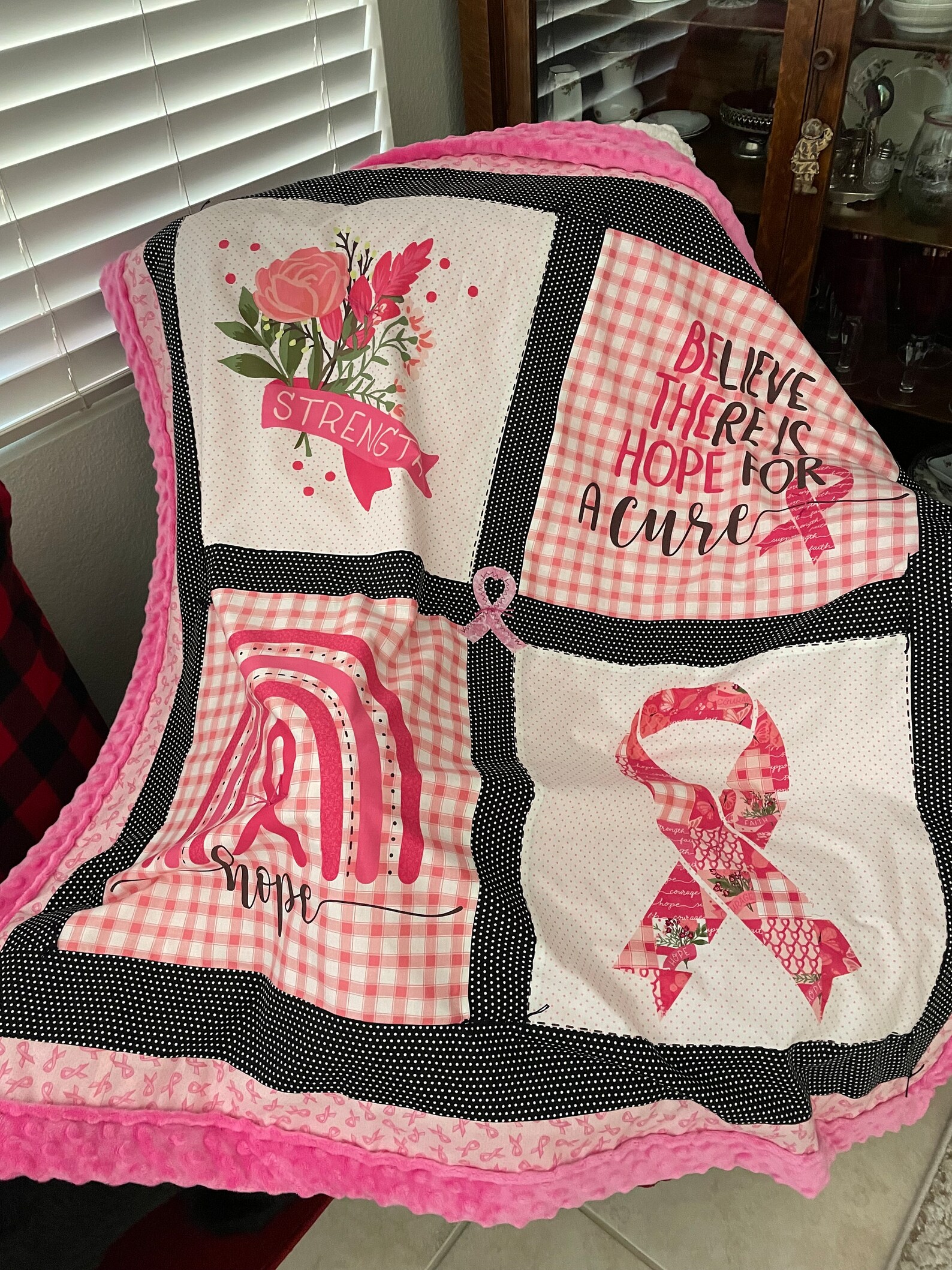 Breast Cancer Lap Quilt Backed in Minky - Etsy