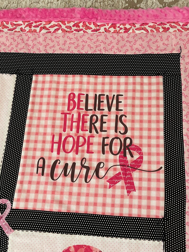 Breast Cancer Lap Quilt Backed in Minky - Etsy