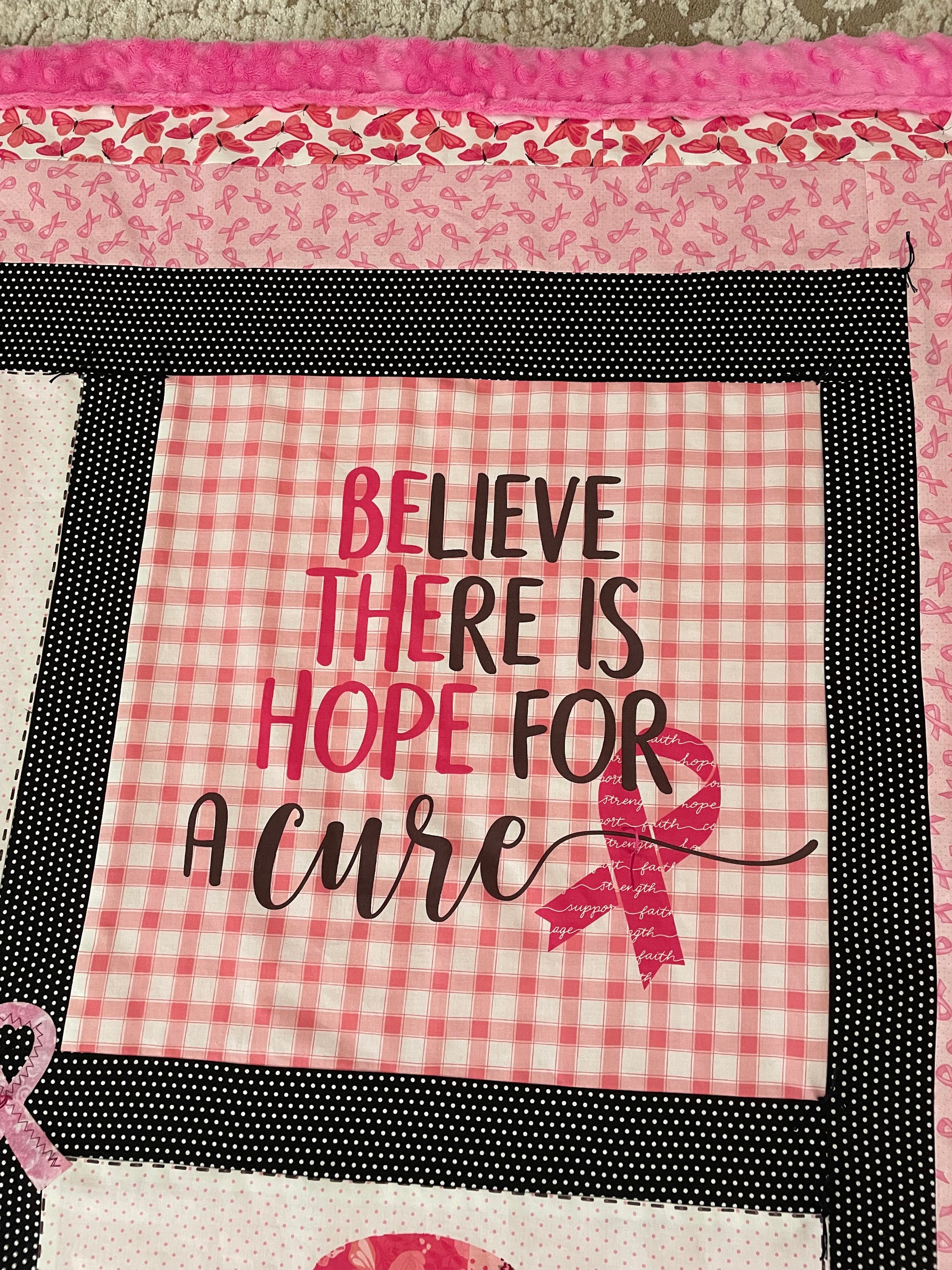 Breast Cancer Lap Quilt Backed in Minky - Etsy