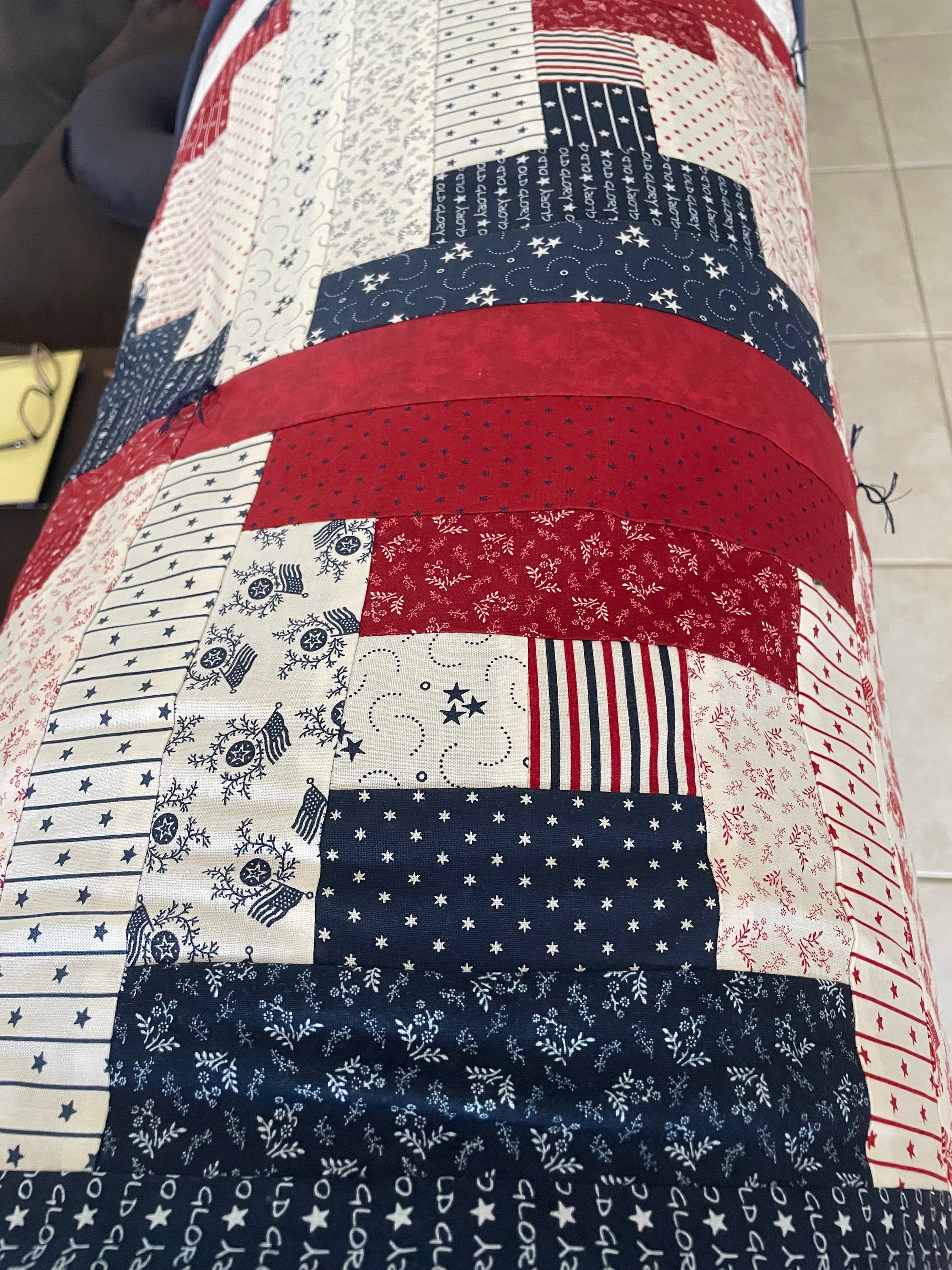 Red/white/blue Log Cabin Quilt - Etsy