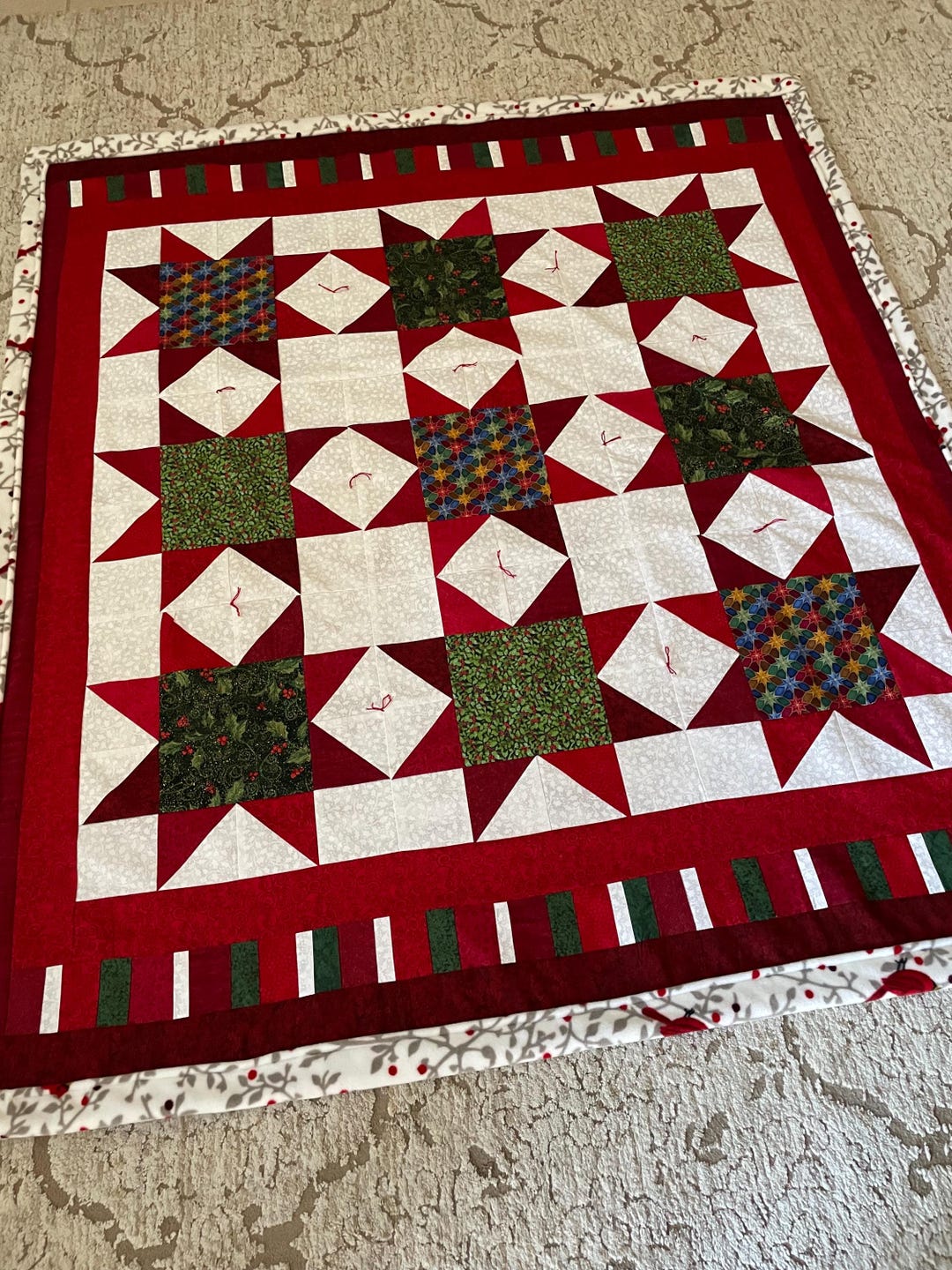 Christmas Star Quilt Backed in Winter White High End Fleece With ...