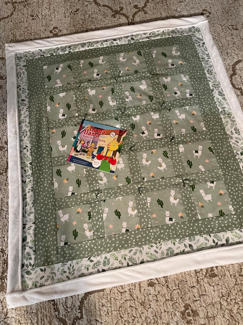 Llama Llama Flannel Quilt With a Book, Backed in White Minky. Memorable ...