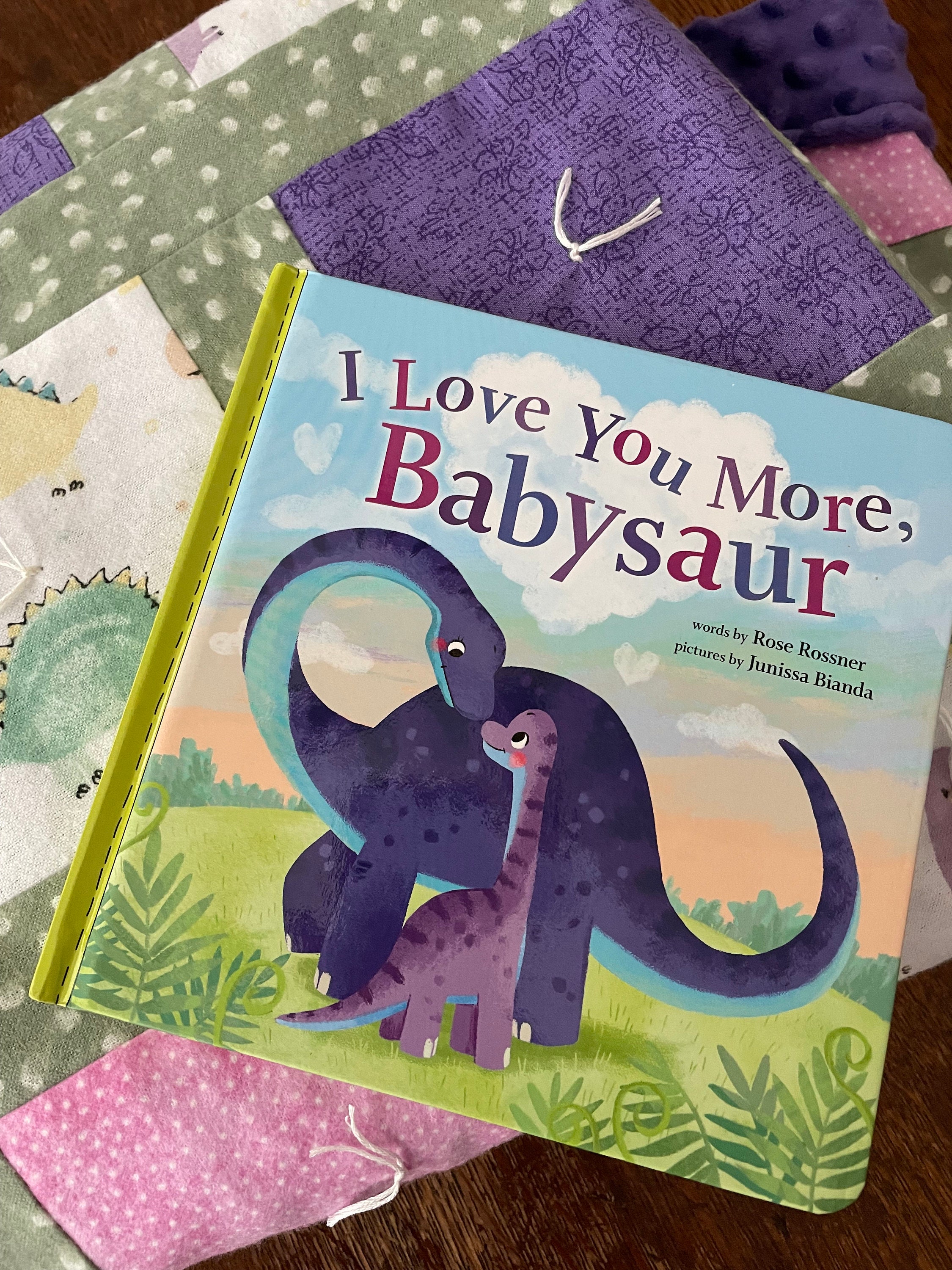 Babysaur Flannel Quilt With a Book, Backed in Purple Minky - Etsy