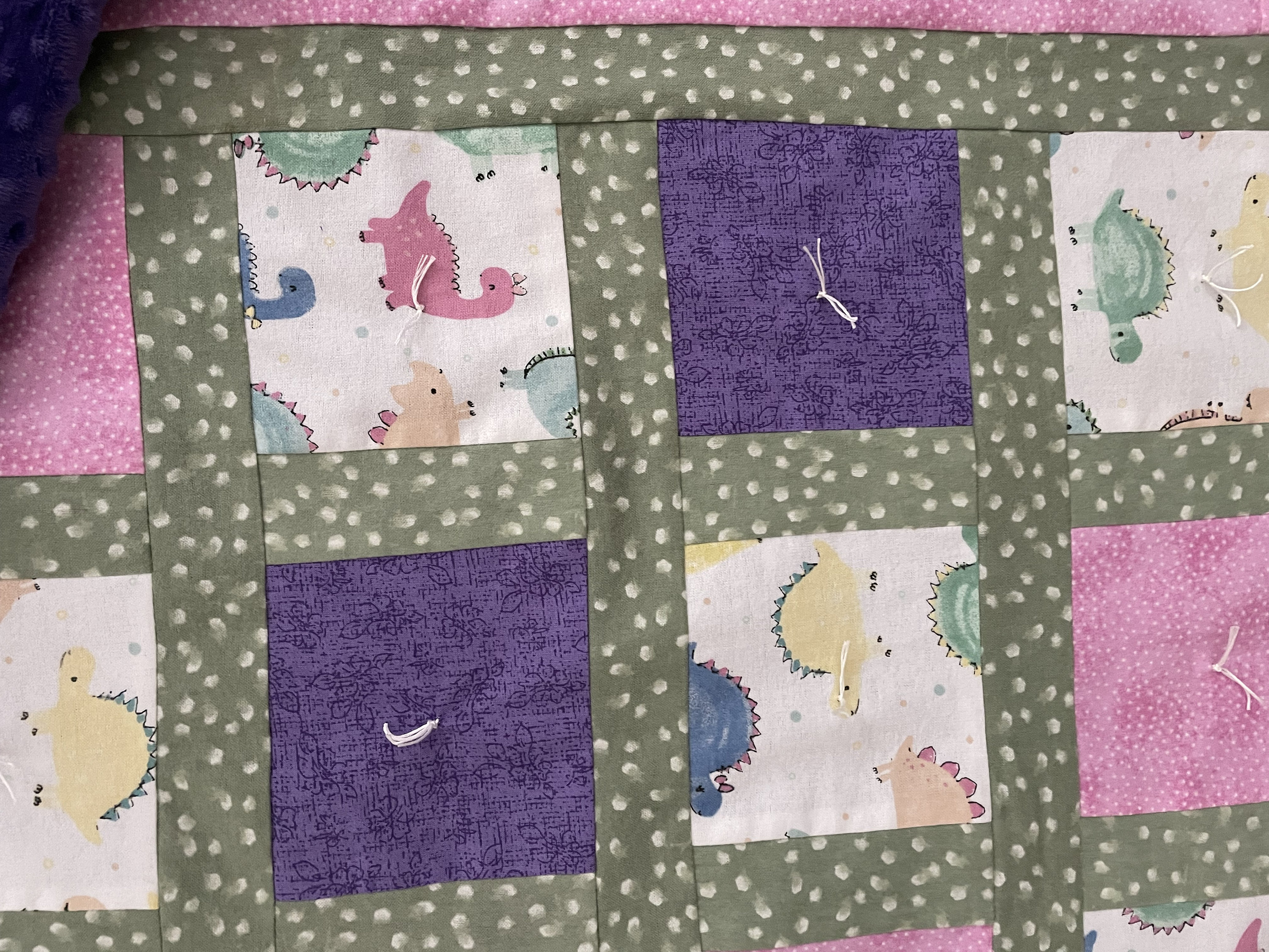 Babysaur Flannel Quilt With a Book, Backed in Purple Minky - Etsy