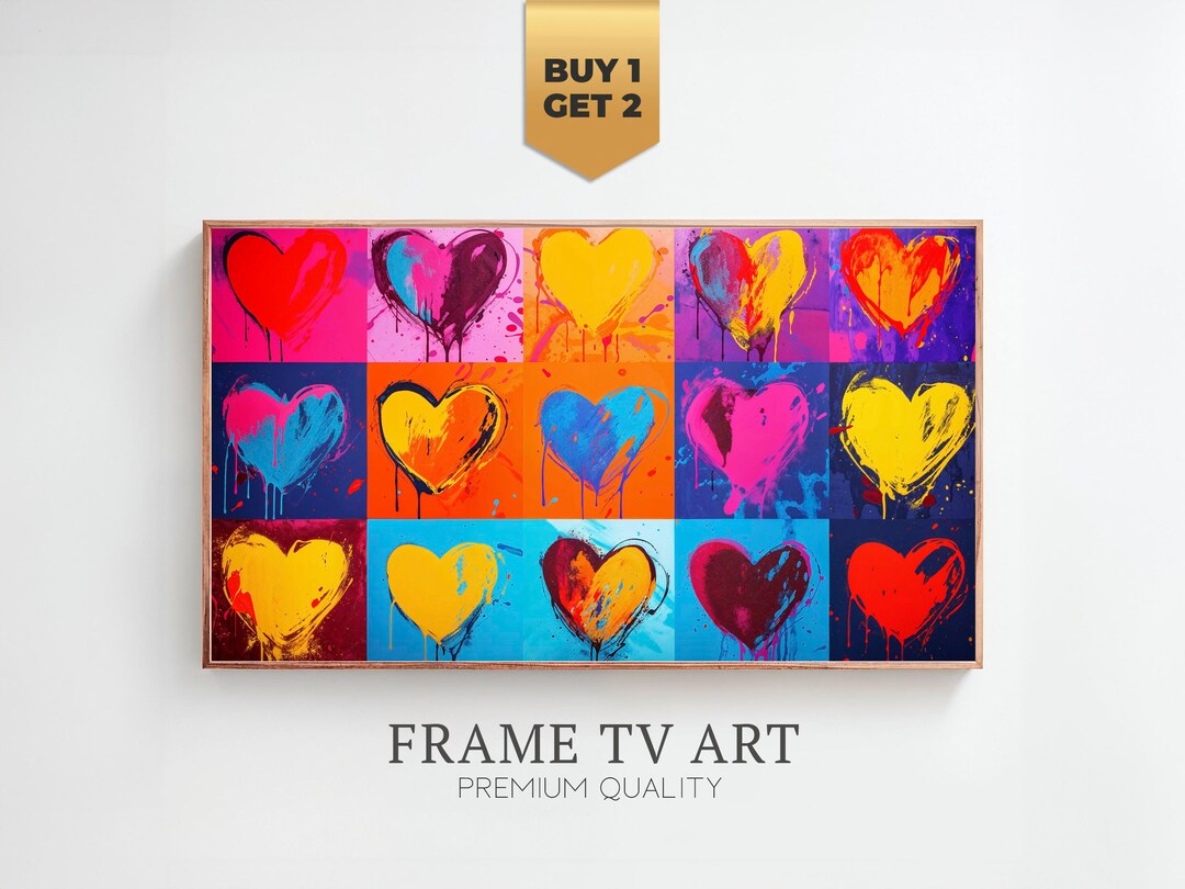 Vibrant Drip Heart Array Art, Valentine's Day Decor, Samsung Frame TV ...