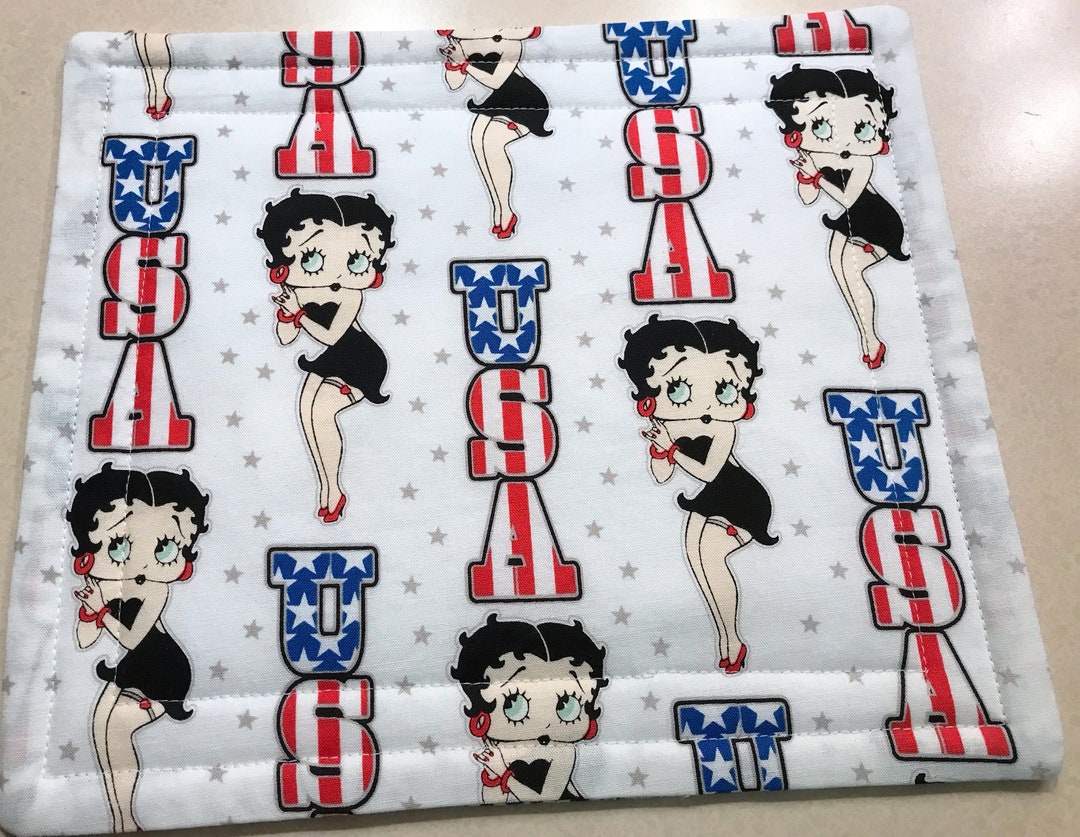 Snack Mat Patriotic, Handmade Betty Boop Independence Day, Quilted ...