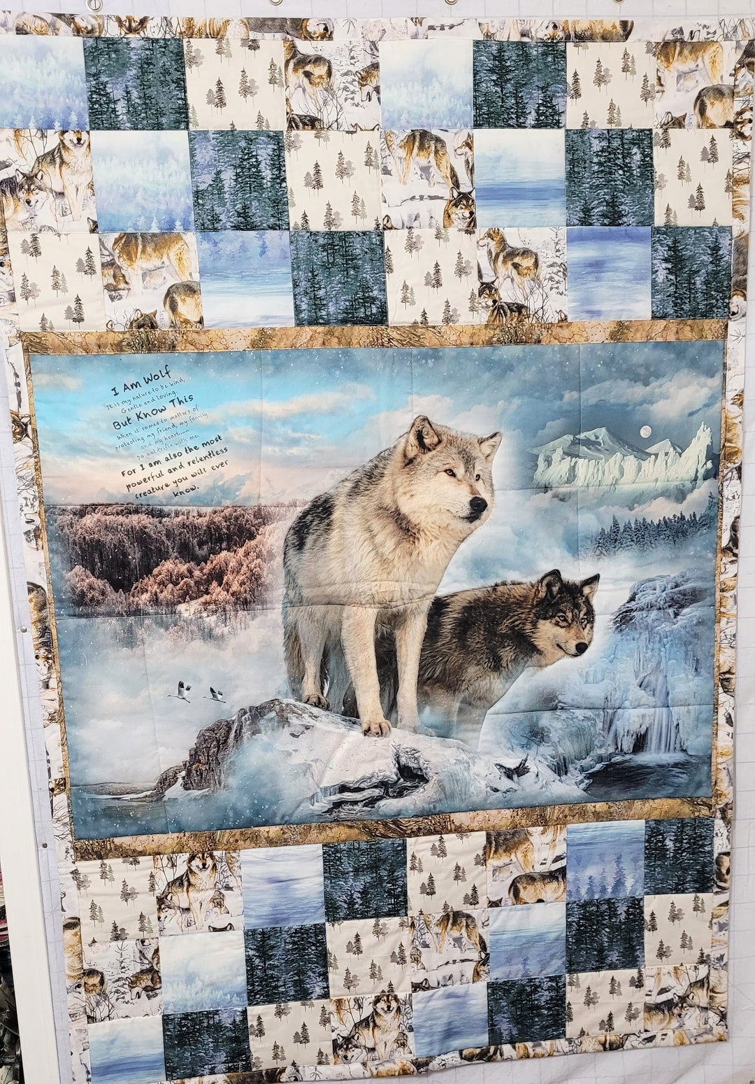 Wolf Quilt Handmade - Etsy