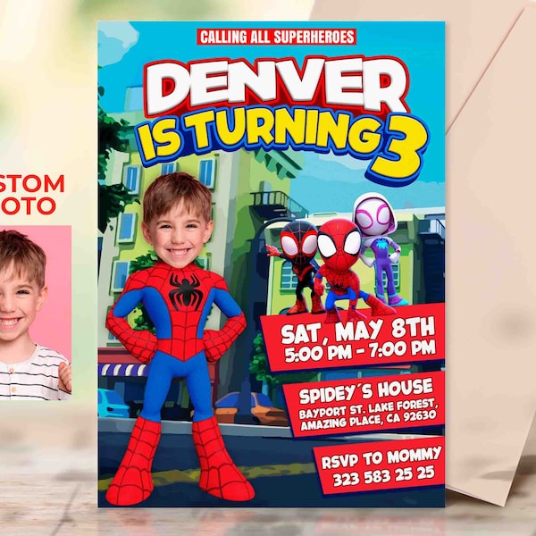 Custom Spiderman Birthday Invitations - Etsy