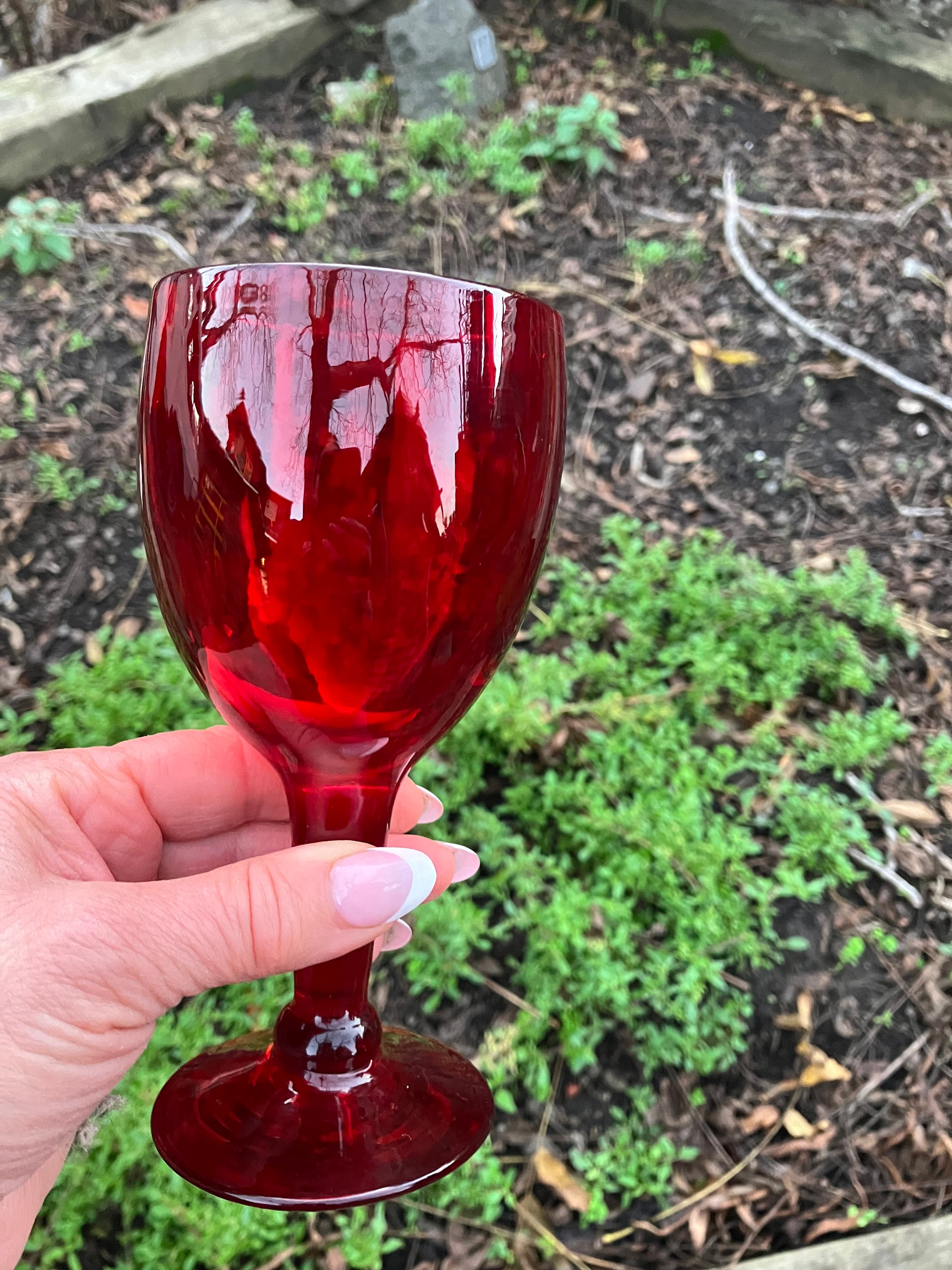 Set of 2 Handblown Vintage Red Glass Wine Goblets - Etsy