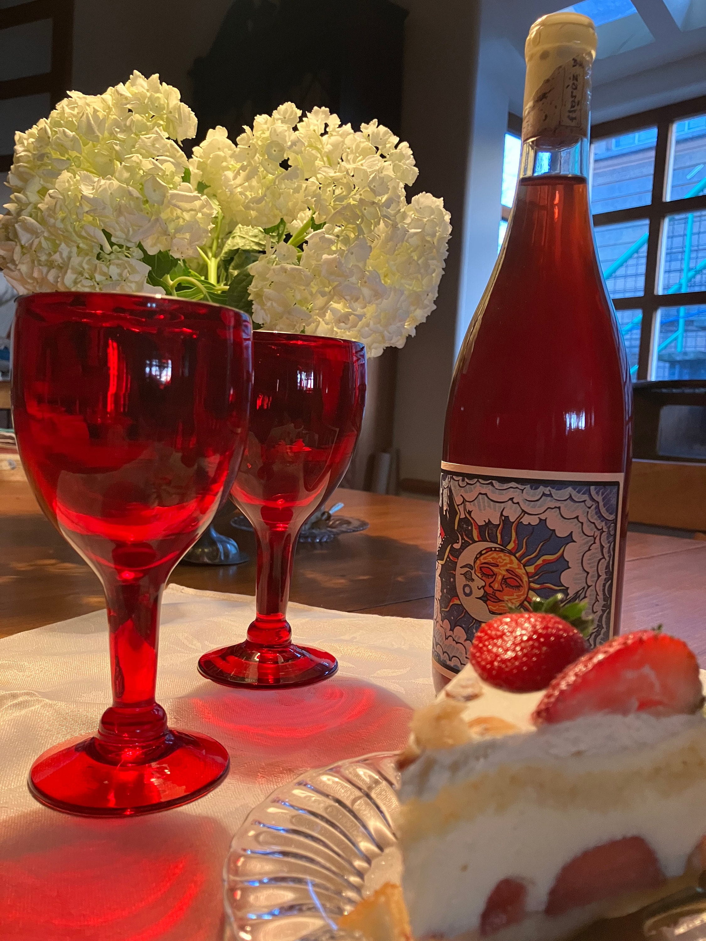 Set of 2 Handblown Vintage Red Glass Wine Goblets - Etsy