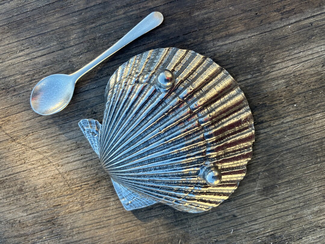 Lead-free Pewter Shell Shaped Salt Cellar With Spoon - Etsy