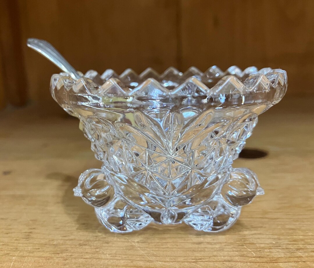 Bird-themed Vintage Crystal Salt Cellar With Antique Sterling Silver ...