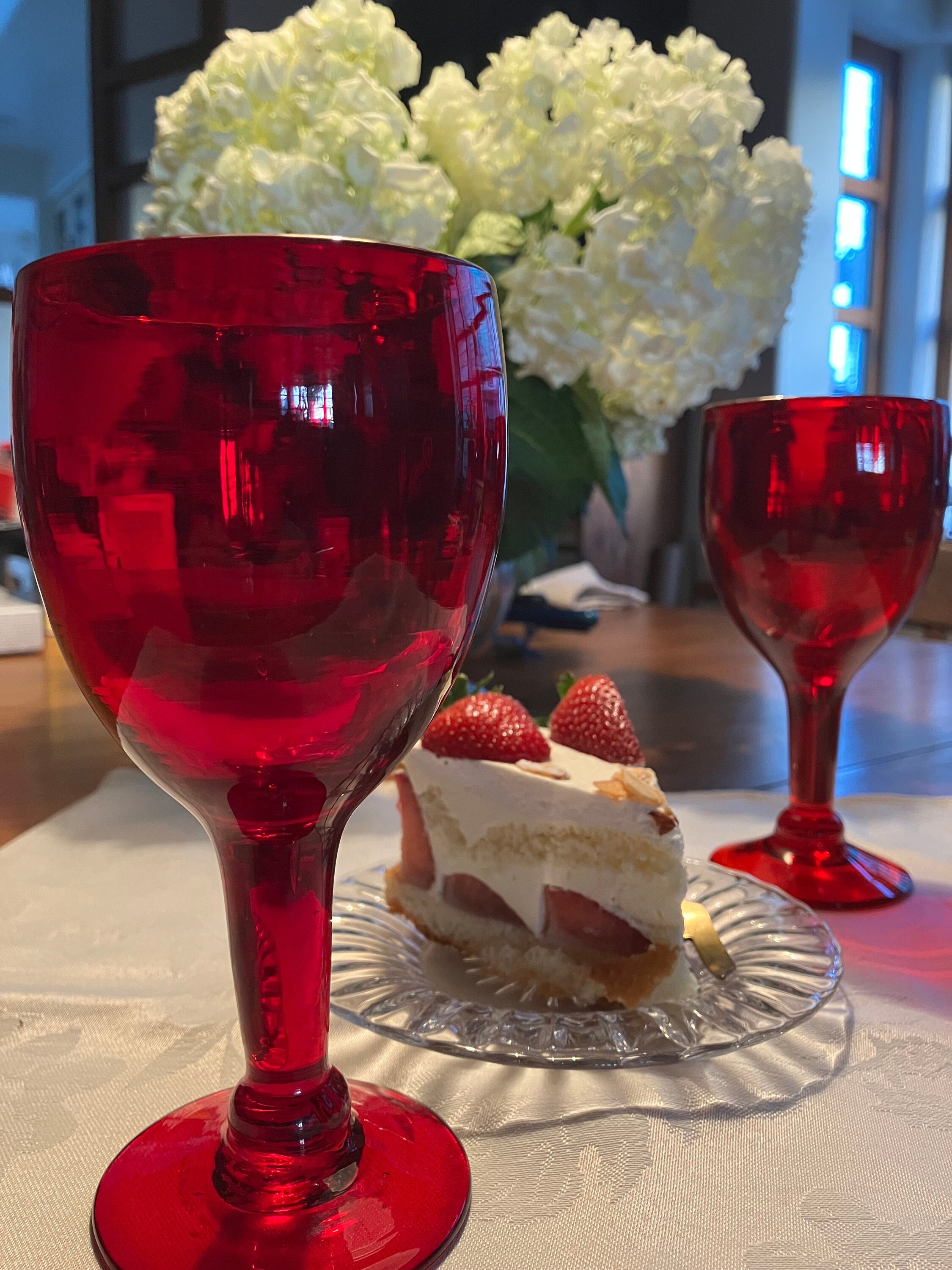 Set of 2 Handblown Vintage Red Glass Wine Goblets - Etsy