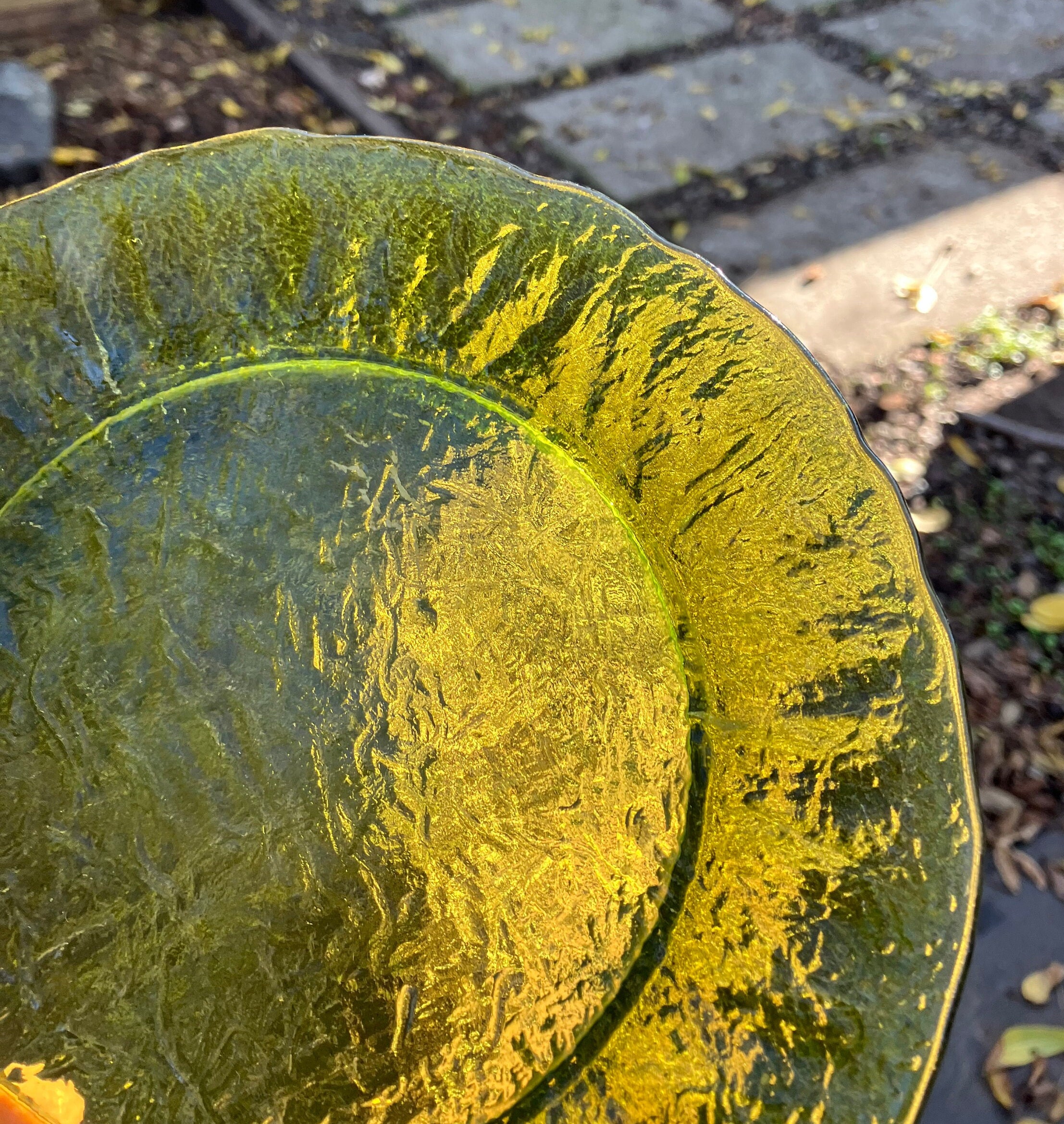 Set of 2 Vintage Green Textured Glass Plates - Etsy