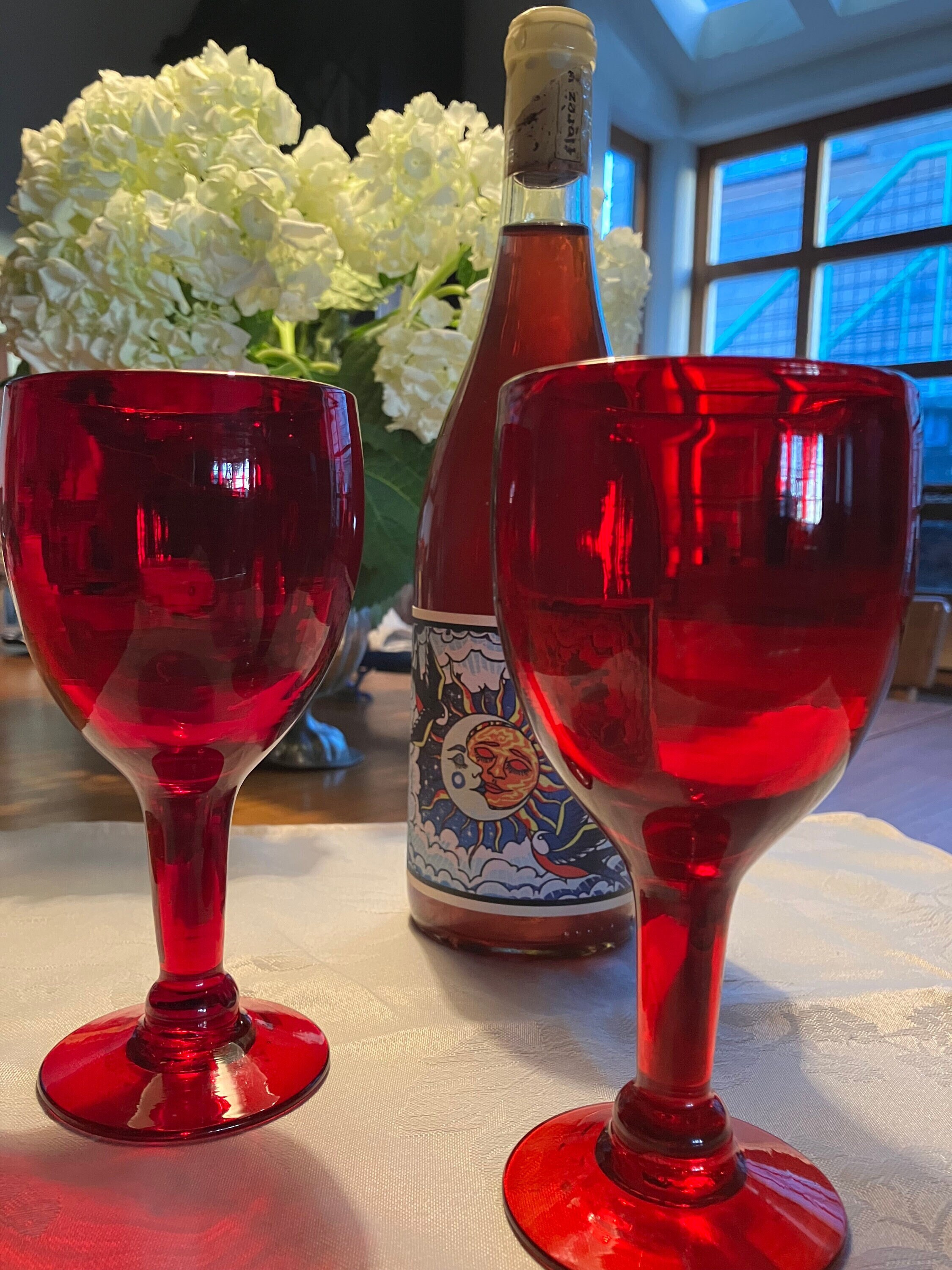 Set of 2 Handblown Vintage Red Glass Wine Goblets - Etsy
