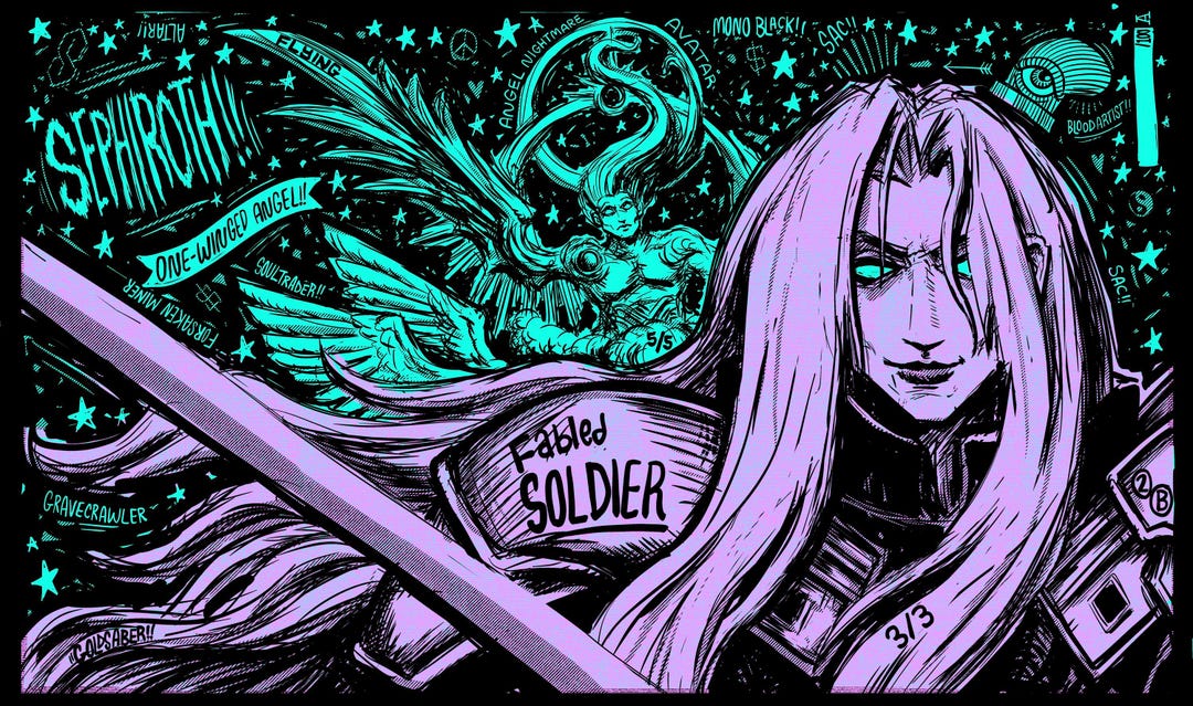 FF SEPHIROTH SOLDIER Angel Blood Artist Goldsaber Classic Playmat - Etsy