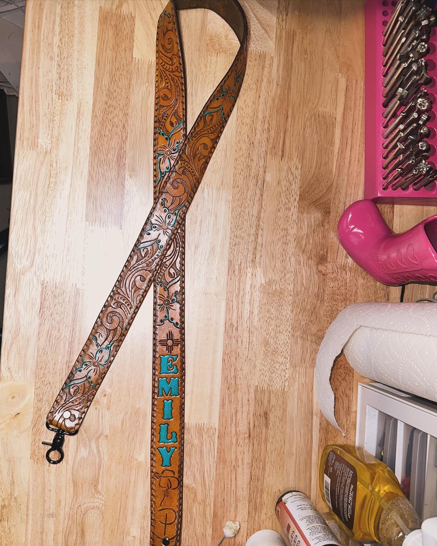 CUSTOM Tooled Leather Purse Strap - Etsy