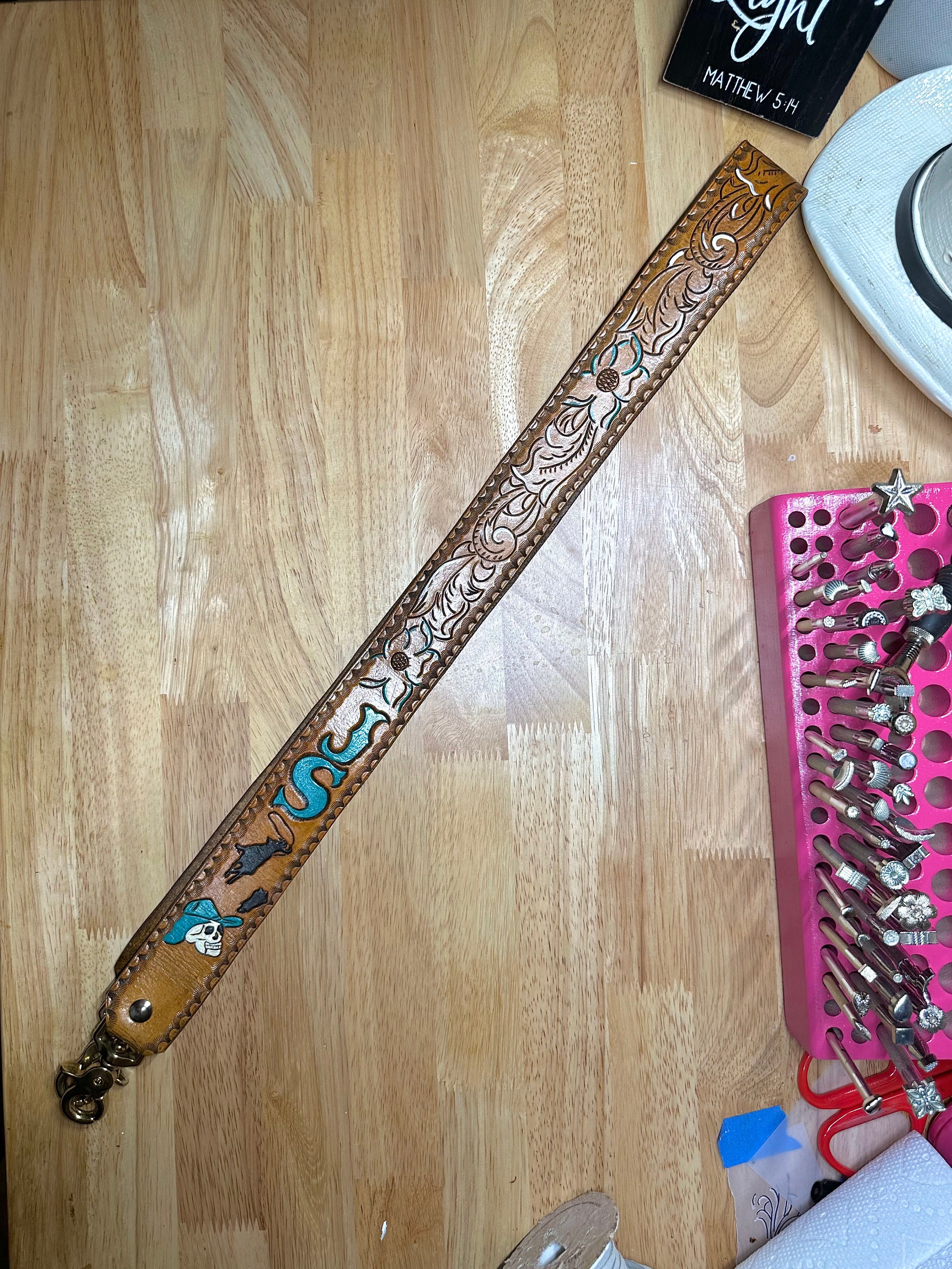 CUSTOM Tooled Leather Purse Strap - Etsy