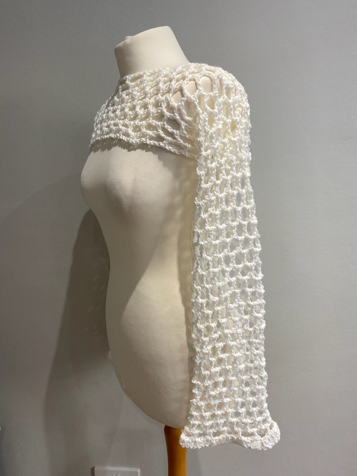 White Crochet Women's Mesh Bolero Shrug With Holes Multiple Sizes ...