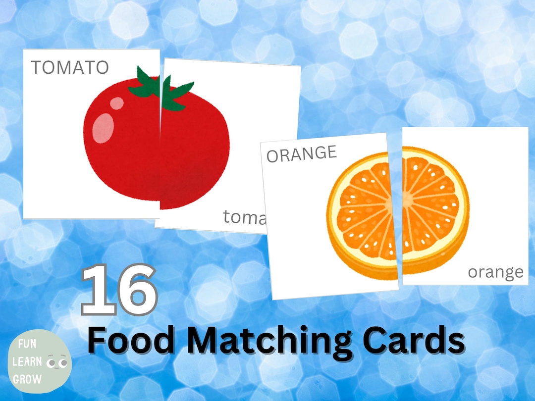 Food Matching Cards, Instant Download, Printable, Play to Learn ...