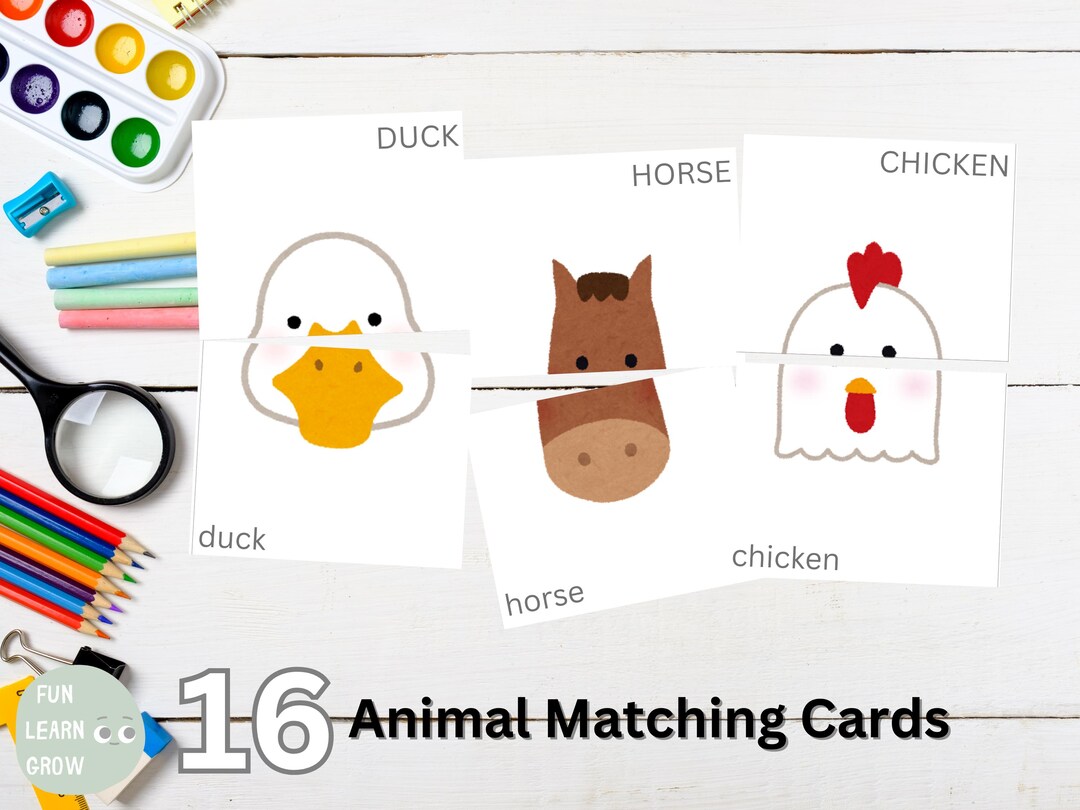 Animal Matching Cards, Instant Download, Printable, Play to Learn ...