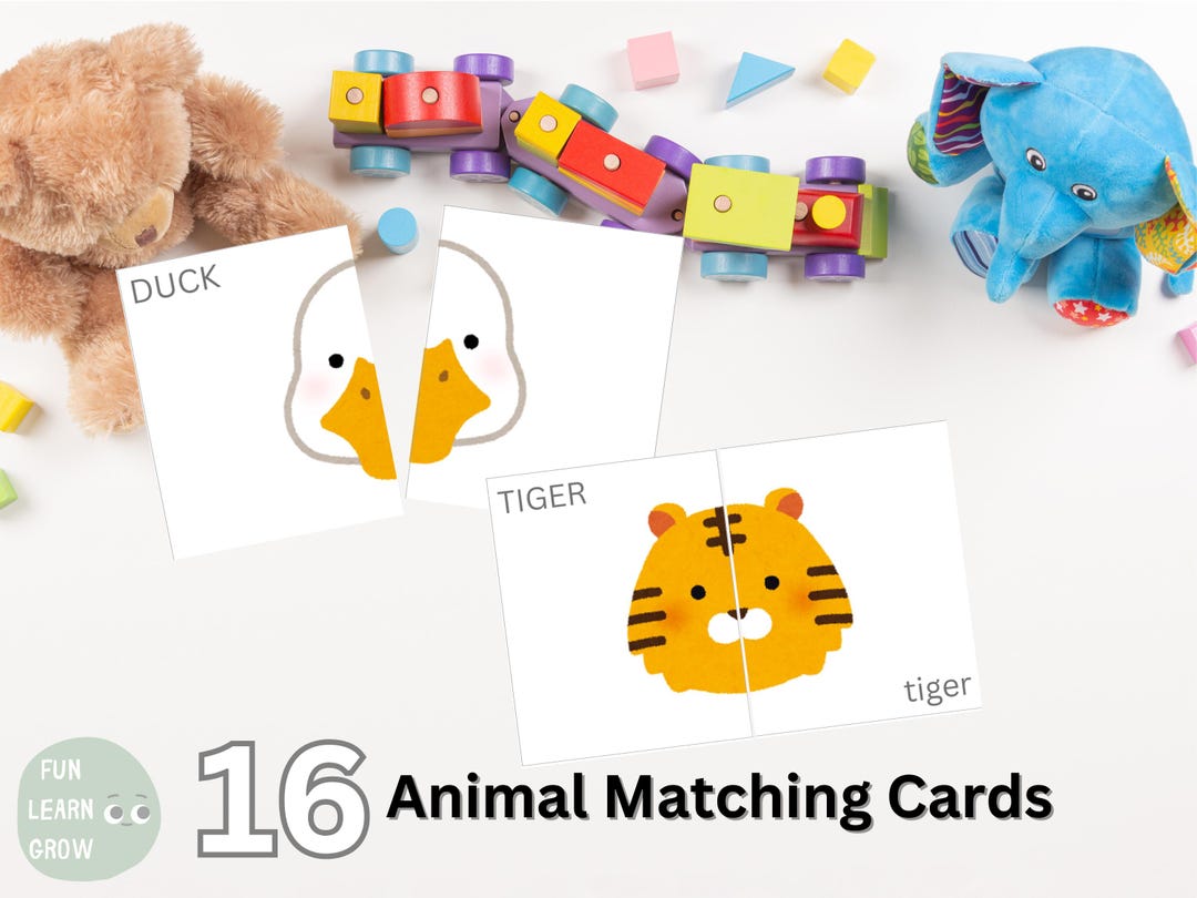 Animal Matching Cards, Instant Download, Printable, Play to Learn ...