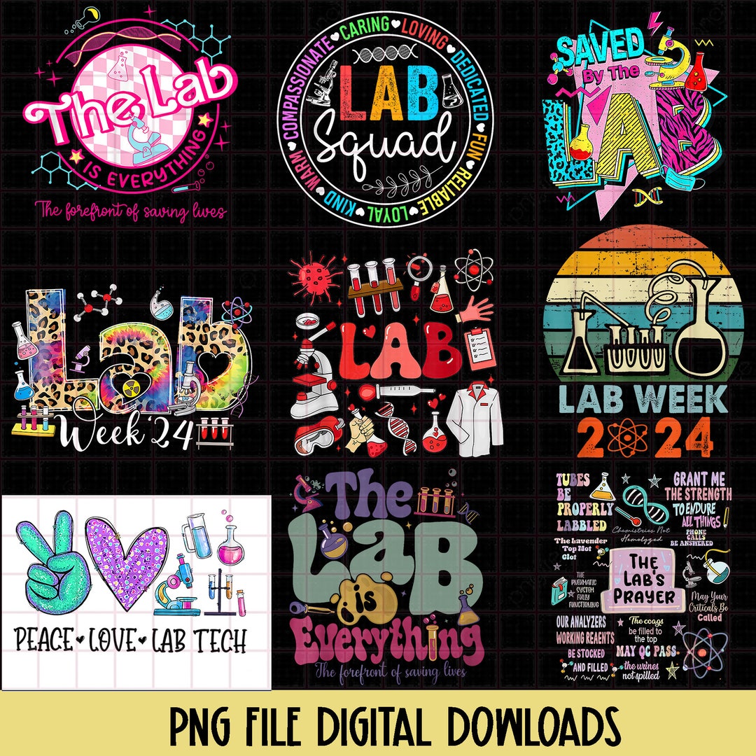Pink Retro Lab Week 2024 Png Bundle, Medical Lab Science Png ...