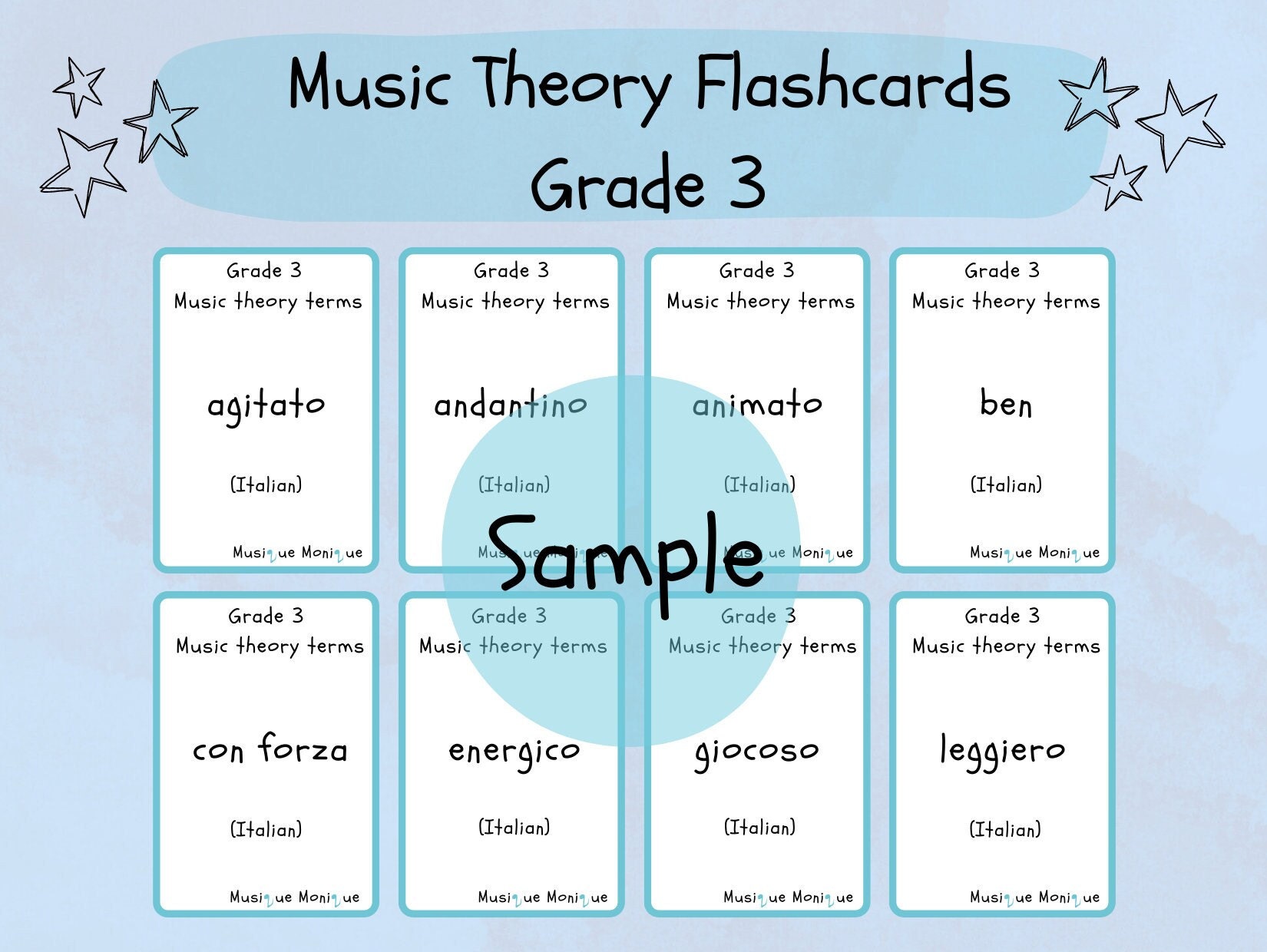 Grade 3 Music Theory Flashcards, Double-sided and Printable Flashcards ...