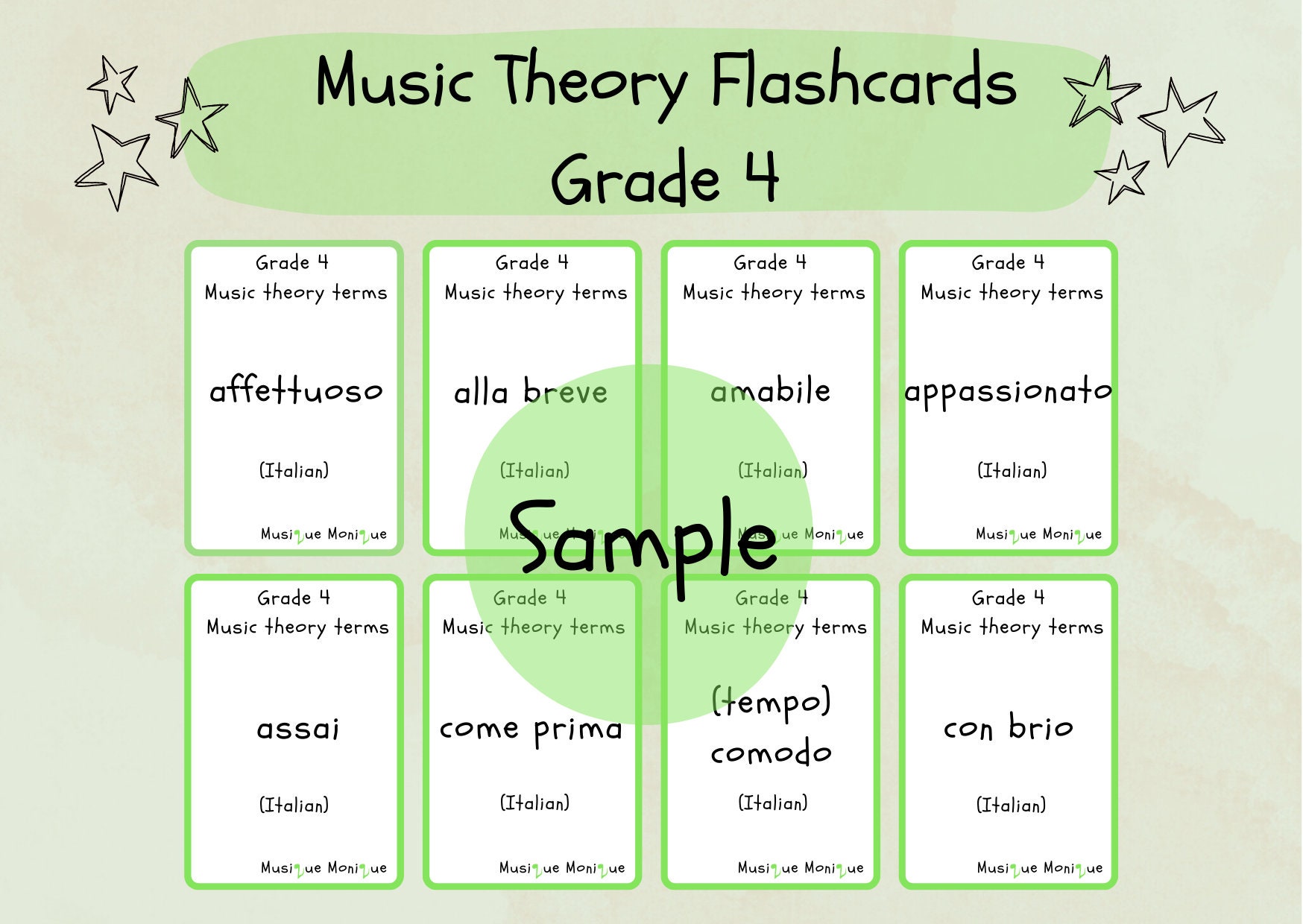Grade 4 Music Theory Flashcards, Double-sided and Printable Flashcards ...