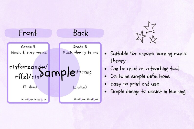 Grade 5 Music Theory Flashcards, Double-sided and Printable Flashcards ...