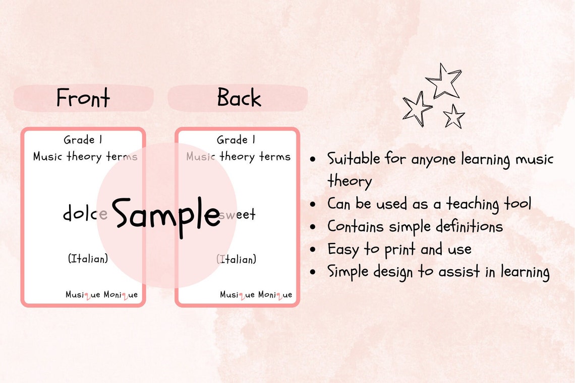 Grade 1 Music Theory Flashcards, Double-sided and Printable Flashcards ...