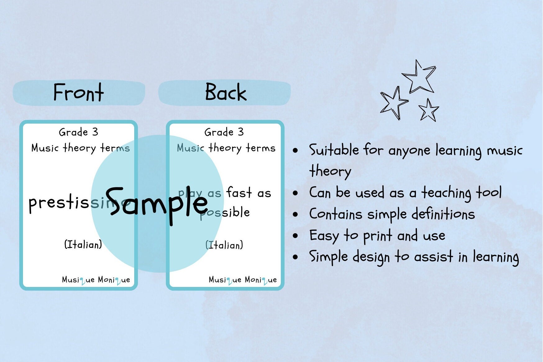 Grade 3 Music Theory Flashcards, Double-sided and Printable Flashcards ...
