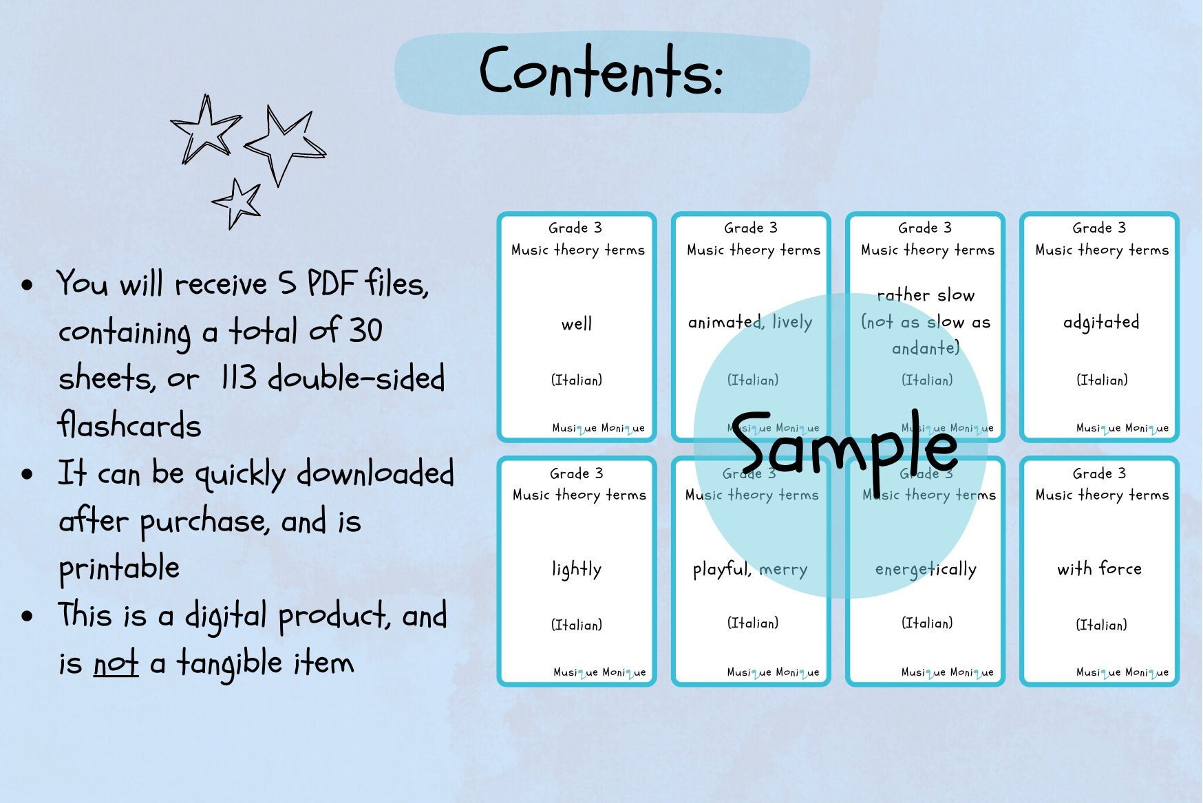 Grades 1 to 5 Music Theory Flashcards, Double-sided and Printable ...