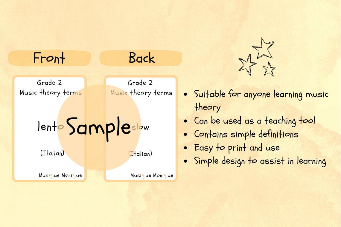 Grades 1 to 5 Music Theory Flashcards, Double-sided and Printable ...